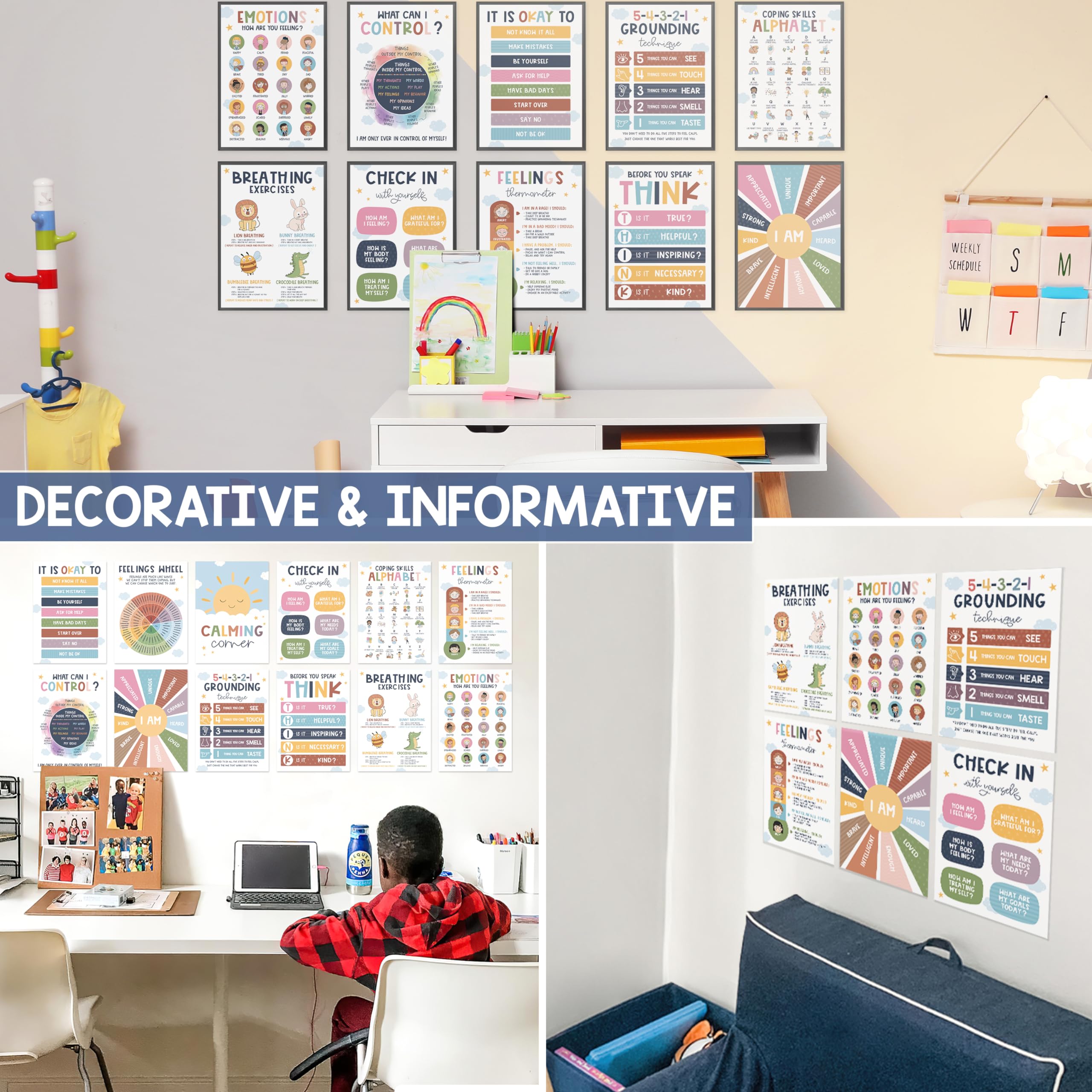 Snapklik.com : BEAWART Boho 12 Calming Corner Classroom Posters