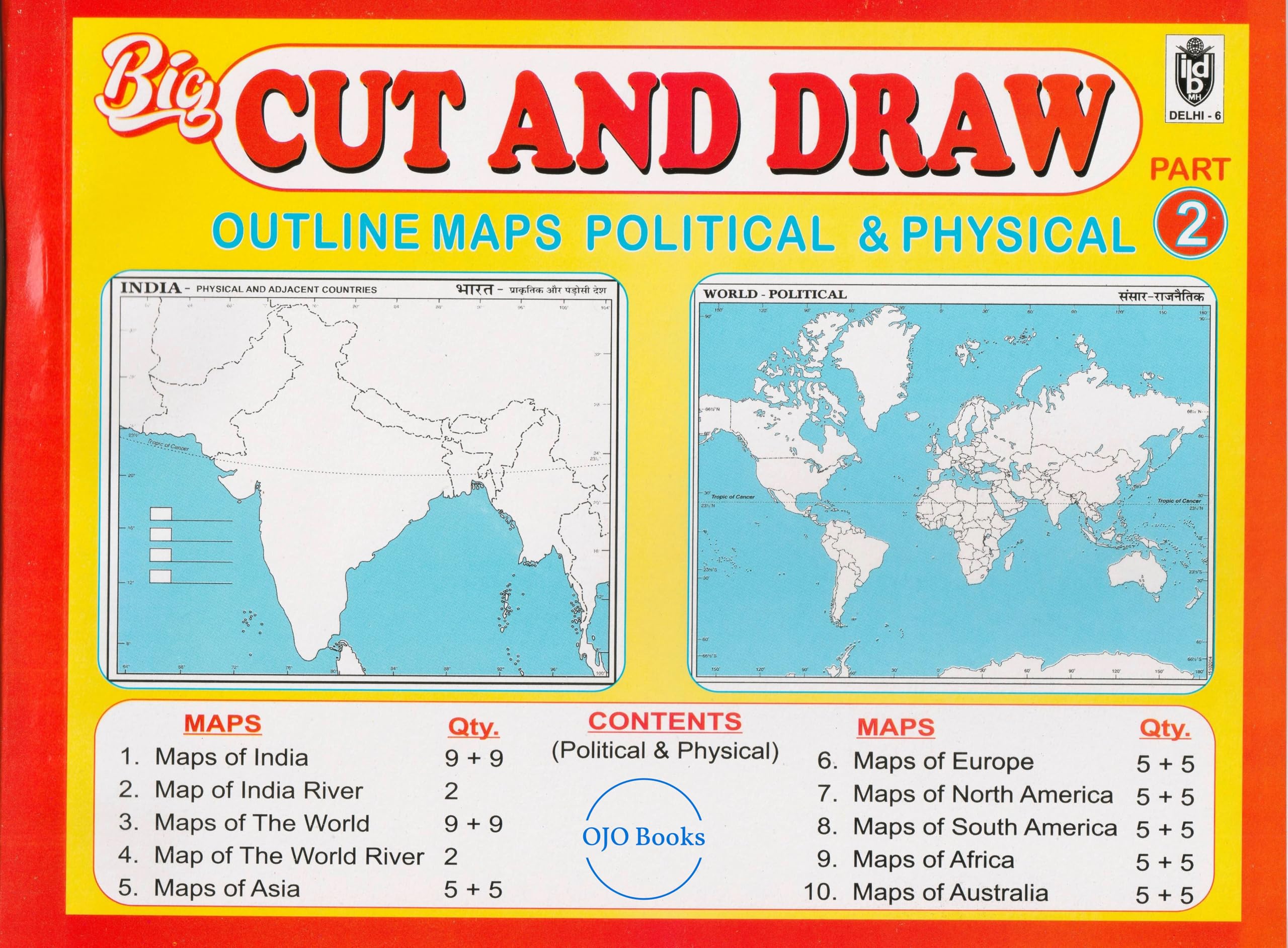 CUT AND DRAW BIG BOOK OF OUTLINE PRACTICE MAPS (100 ASSORTED MAPS ...