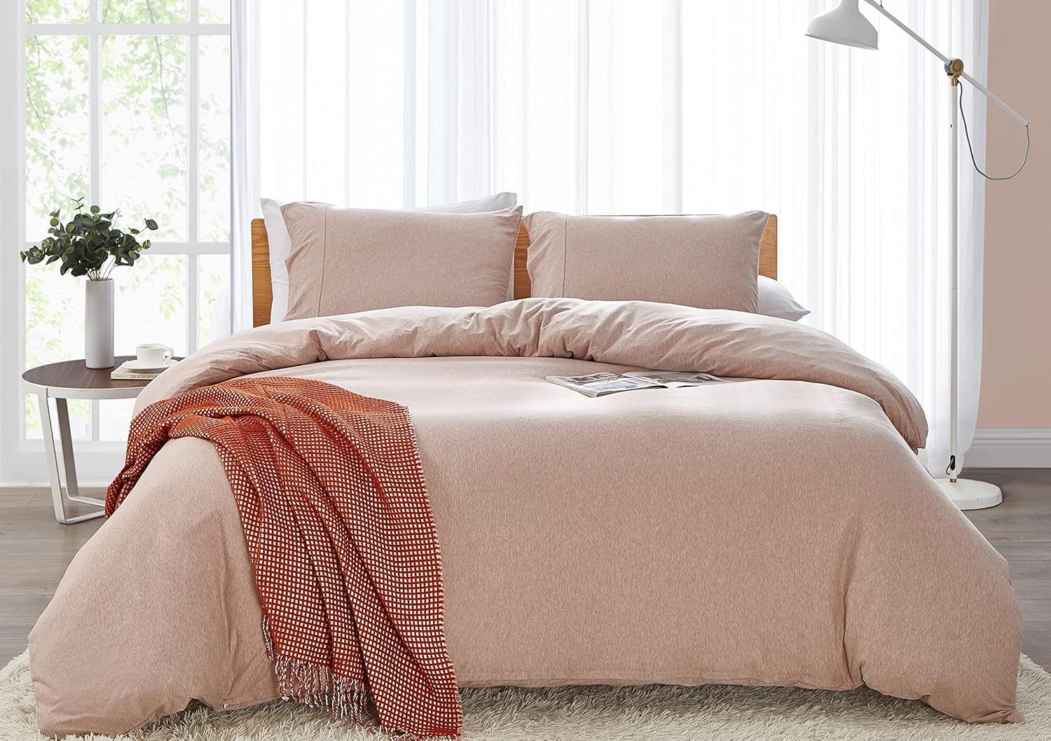 Amazon.com: DREAMSUNSET Cotton Jersey Knit Duvet Cover Set, Twin/Twin ...