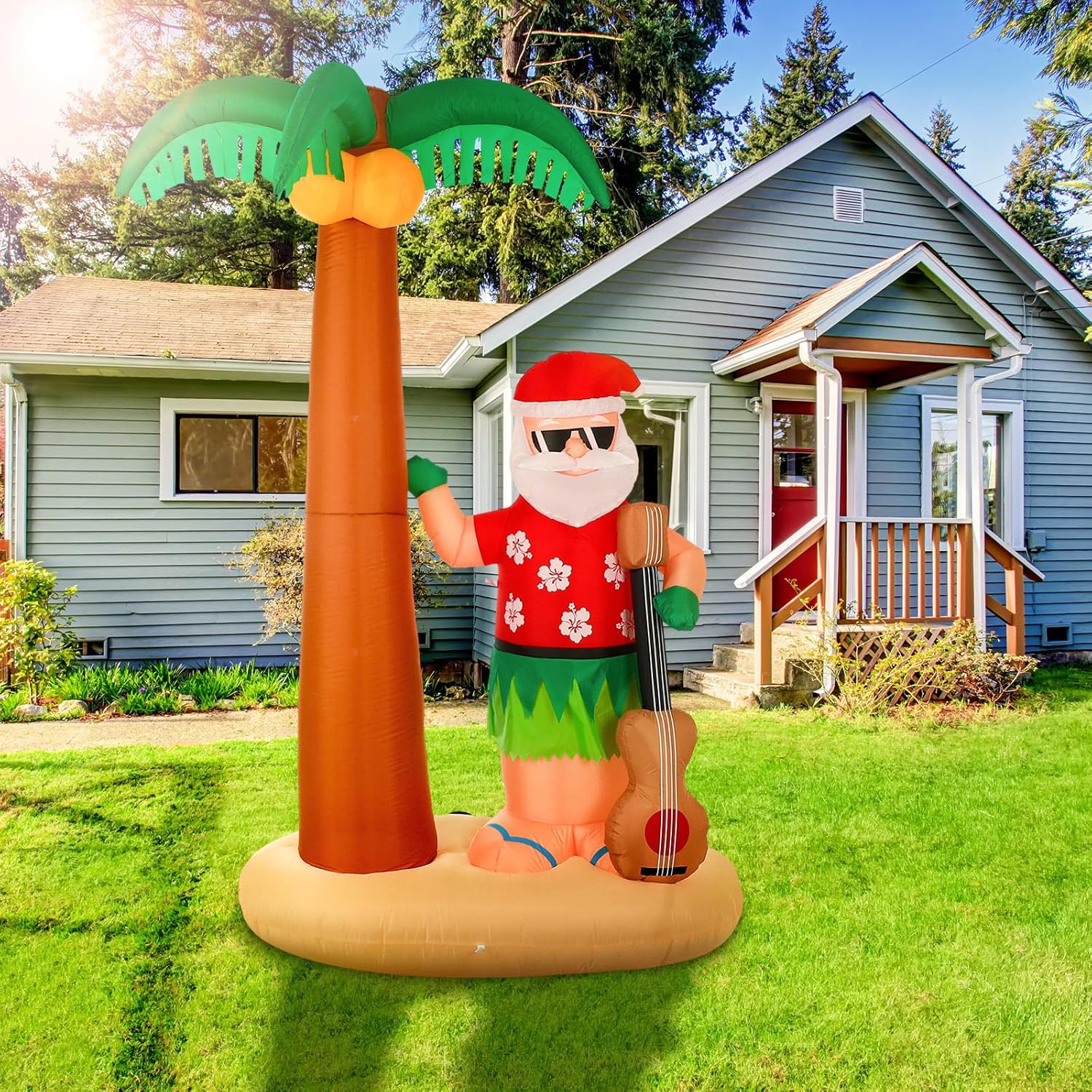 Amazon.com: Liliful 8 Ft Tall Christmas Santa Inflatable Outdoor ...