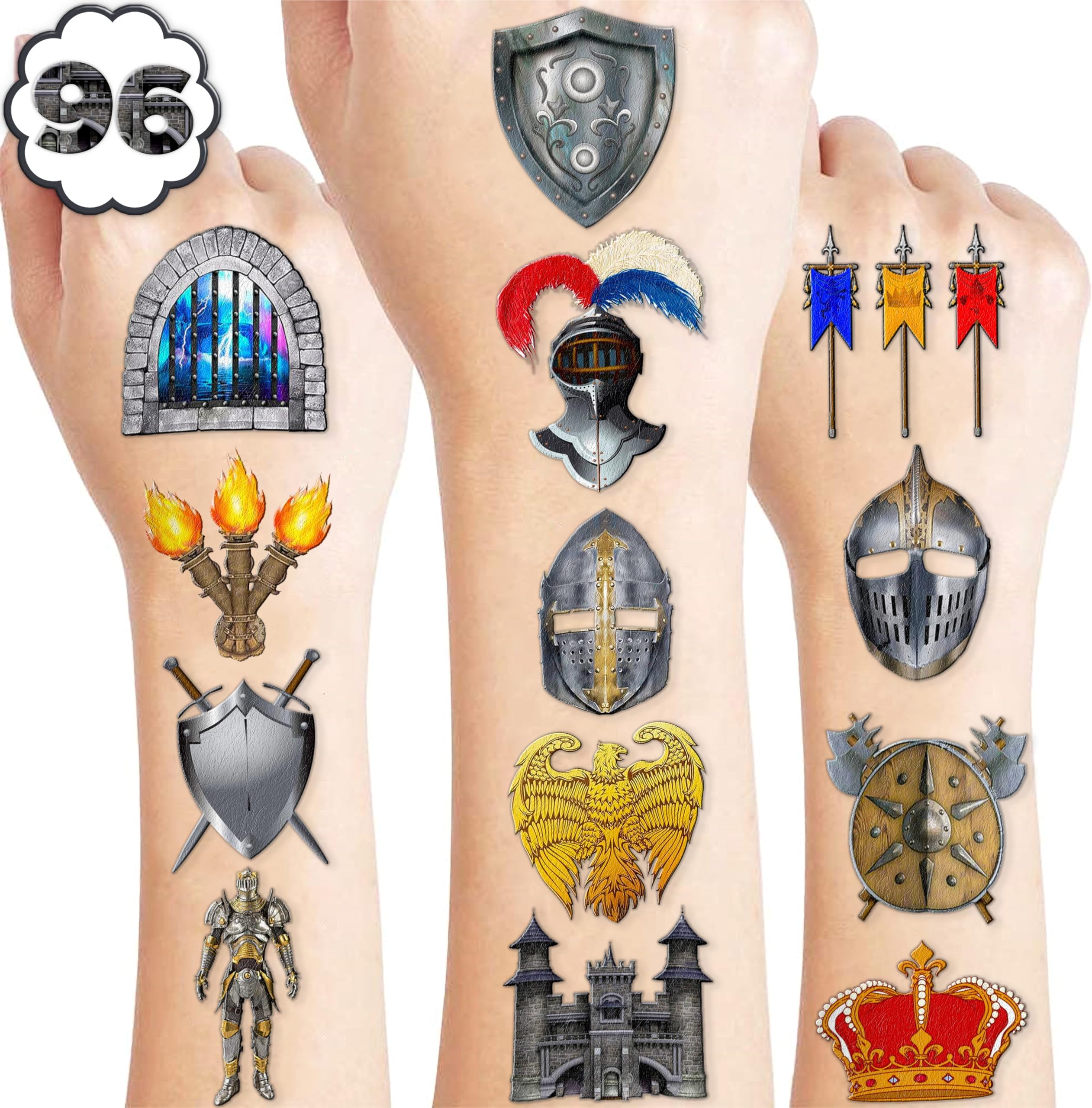 Amazon.com : 105PCS Medieval Knight Temporary Tattoos Stickers Theme ...