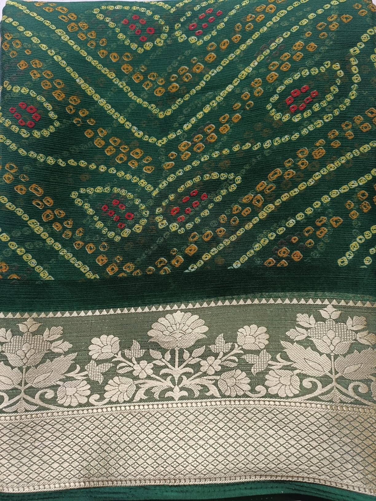 Buy Pure Chiffon Saree Rajasthani Bandhani Chunari Ojariya Pattern ...