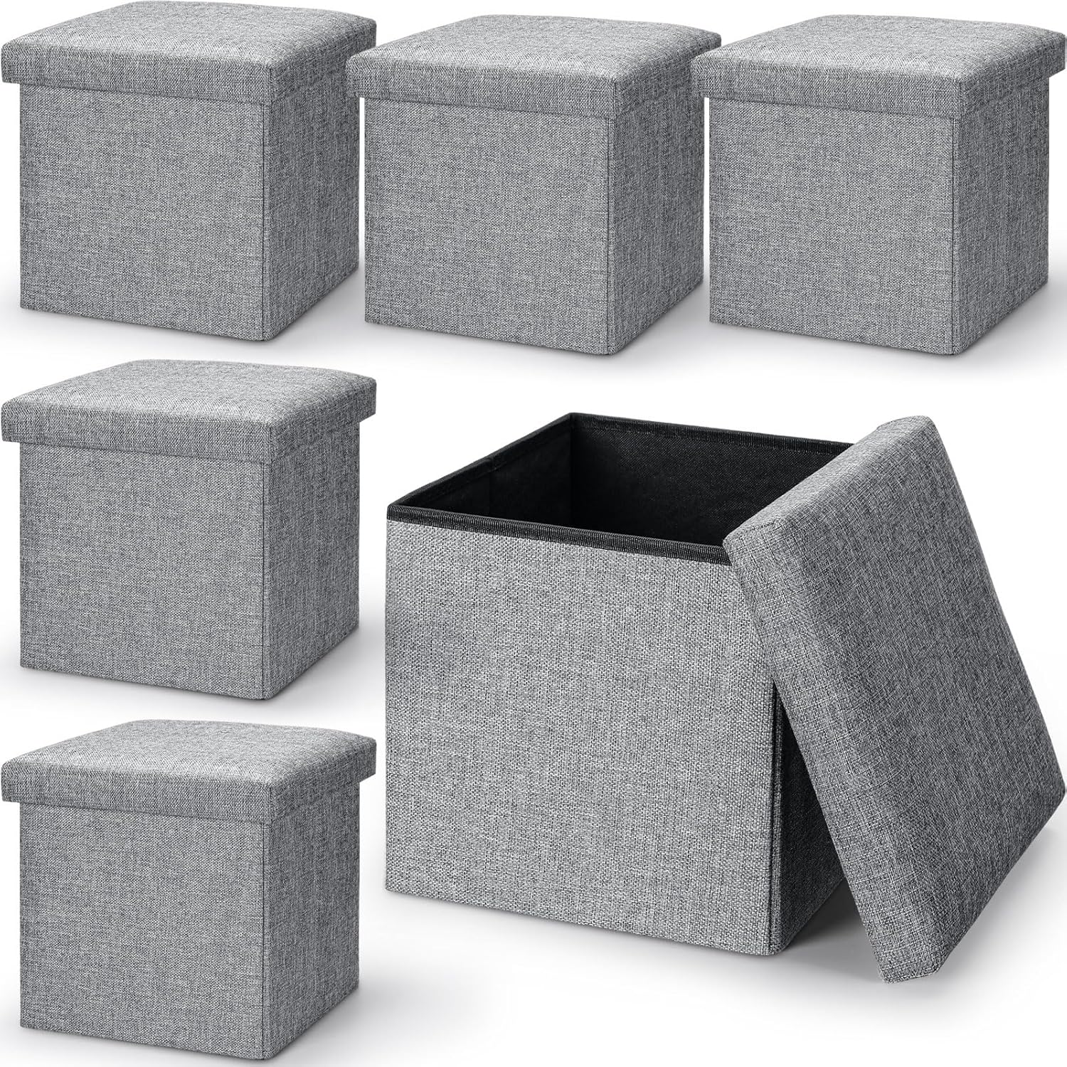 Amazon.com: Kigley 6 Pcs Storage Ottoman Cube Bulk, 11.8 x 11.8 x 12.9 ...