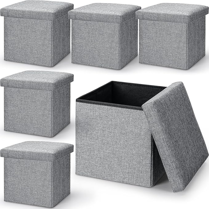 Amazon.com: Kigley 6 Pcs Storage Ottoman Cube Bulk, 11.8 x 11.8 x 12.9 ...