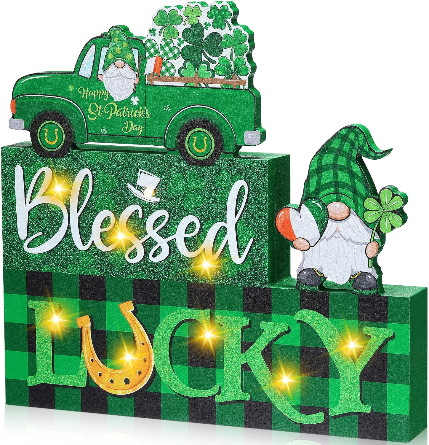 Amazon.com: Capoda St. Patrick's Day Decorations Wooden Block Sign with ...