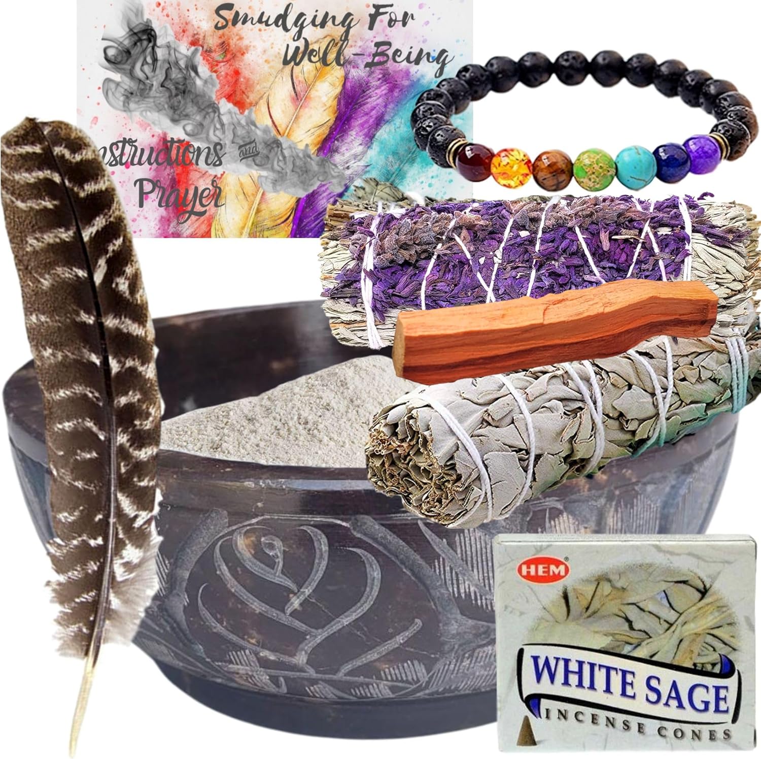 Amazon.com: Soapstone Ultimate Incense Burner Smudge Bowl 8 Pc Sage ...