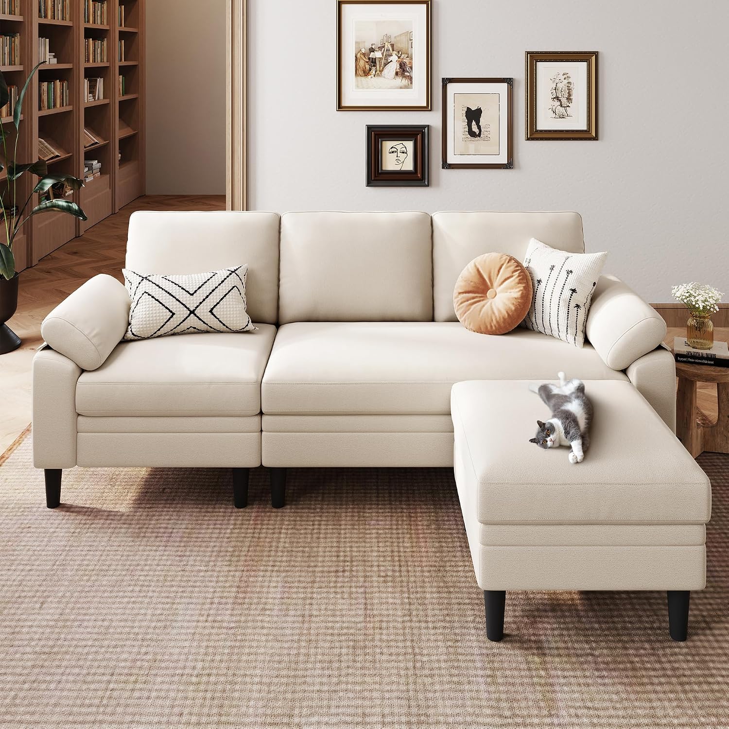 Amazon.com: LINSY HOME 82" Reversible Sectional Sofa Couch, 3 Seater L ...