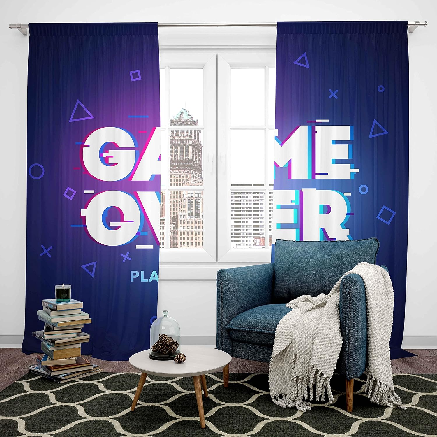 Loussiesd Gamer Curtain for Bedroom Boys Computer Game Room Curtain for ...