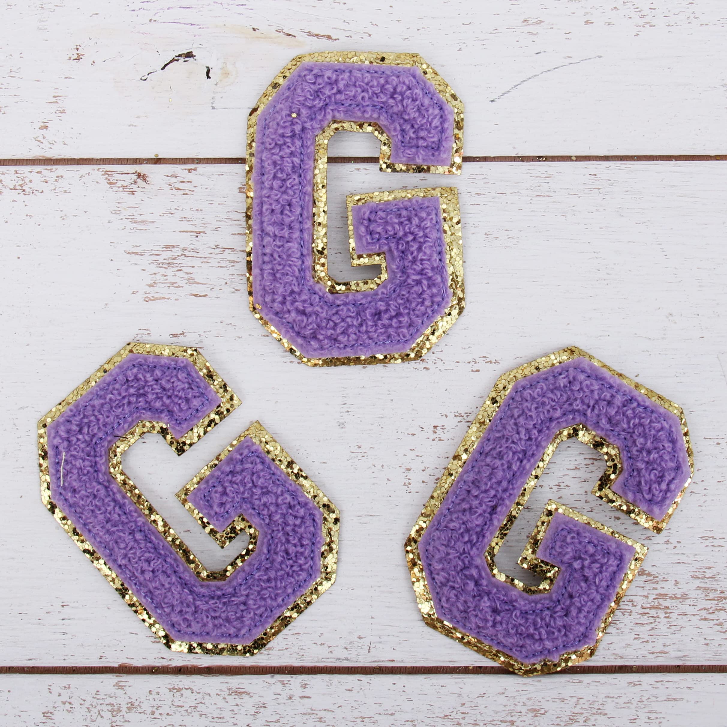 Amazon.com: 3 Pack Chenille Iron On Glitter Varsity Letter "G" Patches ...