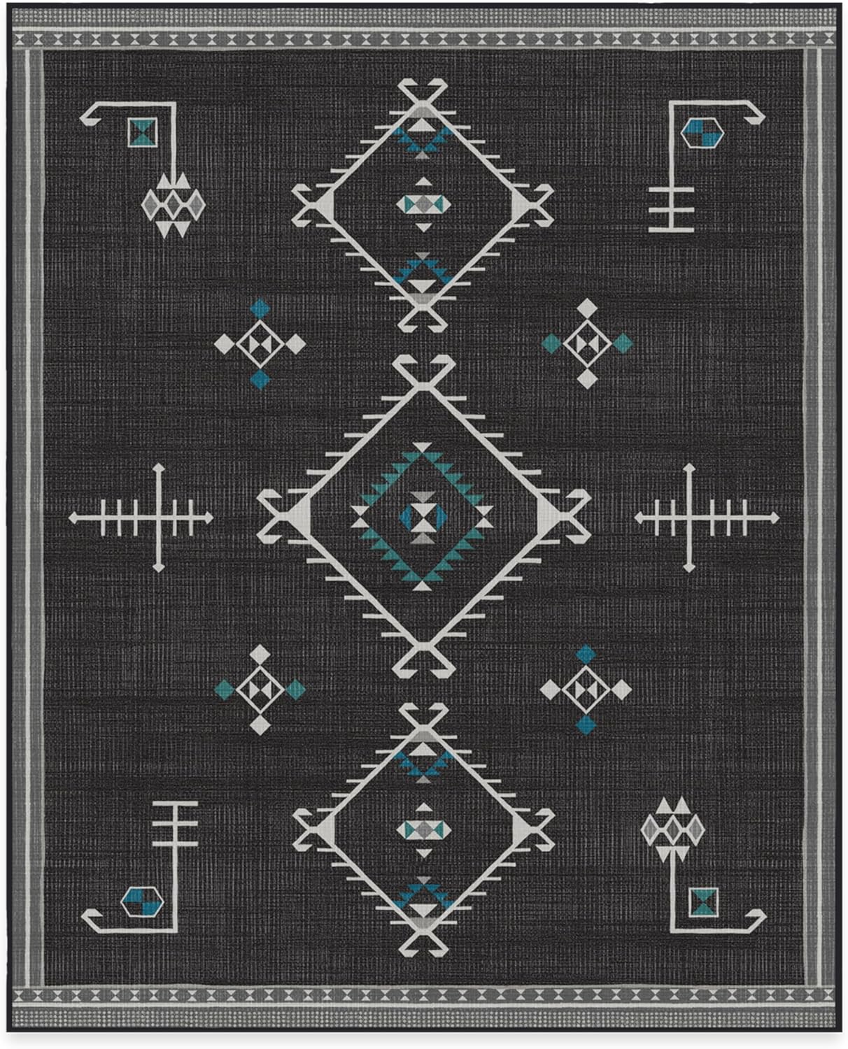 RUGGABLE Washable Vintage Area Rug – Damali Charcoal 8x10, Stain ...