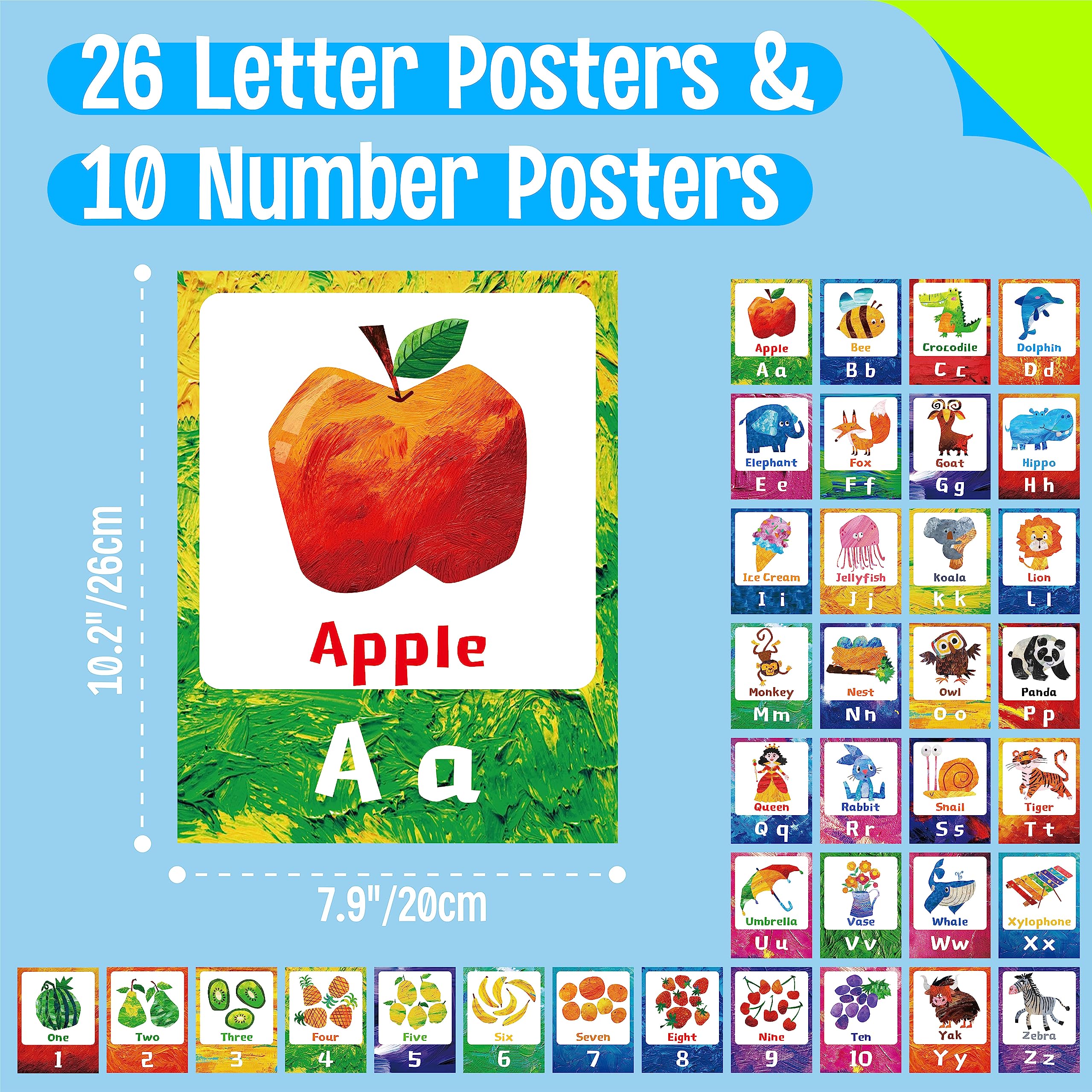 Snapklik.com : 36 PCS Alphabet Posters, ABC Wall Decorations 26 Upper ...