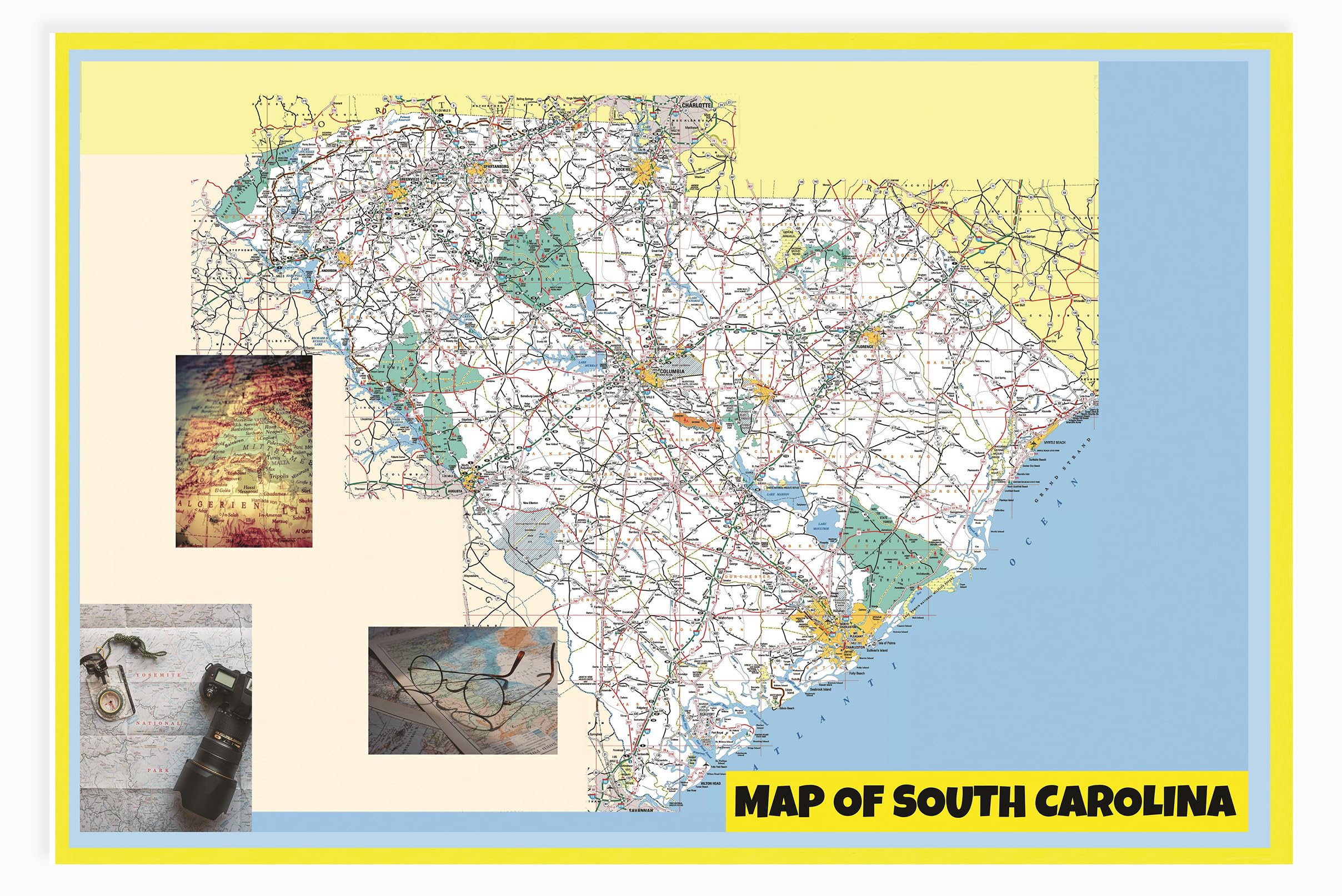 South Carolina State Map With Land Marks