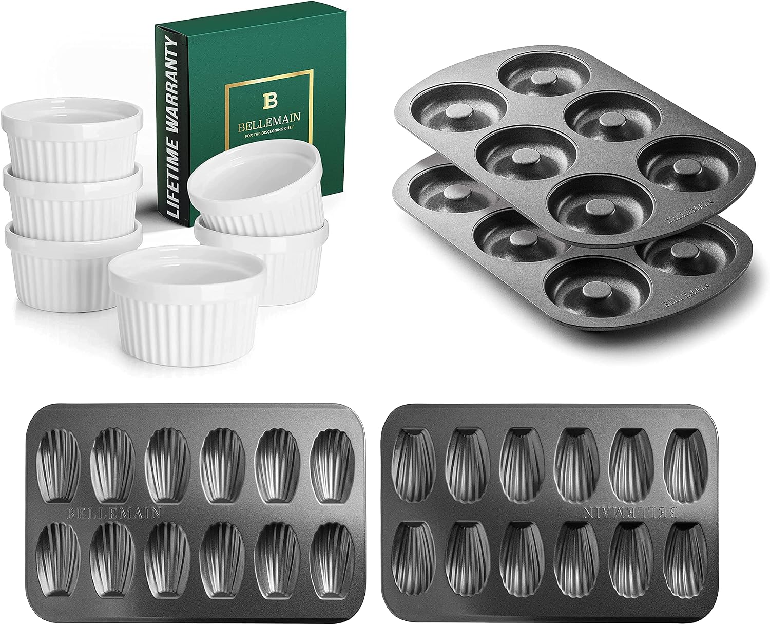 Amazon.com: Bellemain Ultimate Baking Set Madeleine Pans Donut Pan and ...