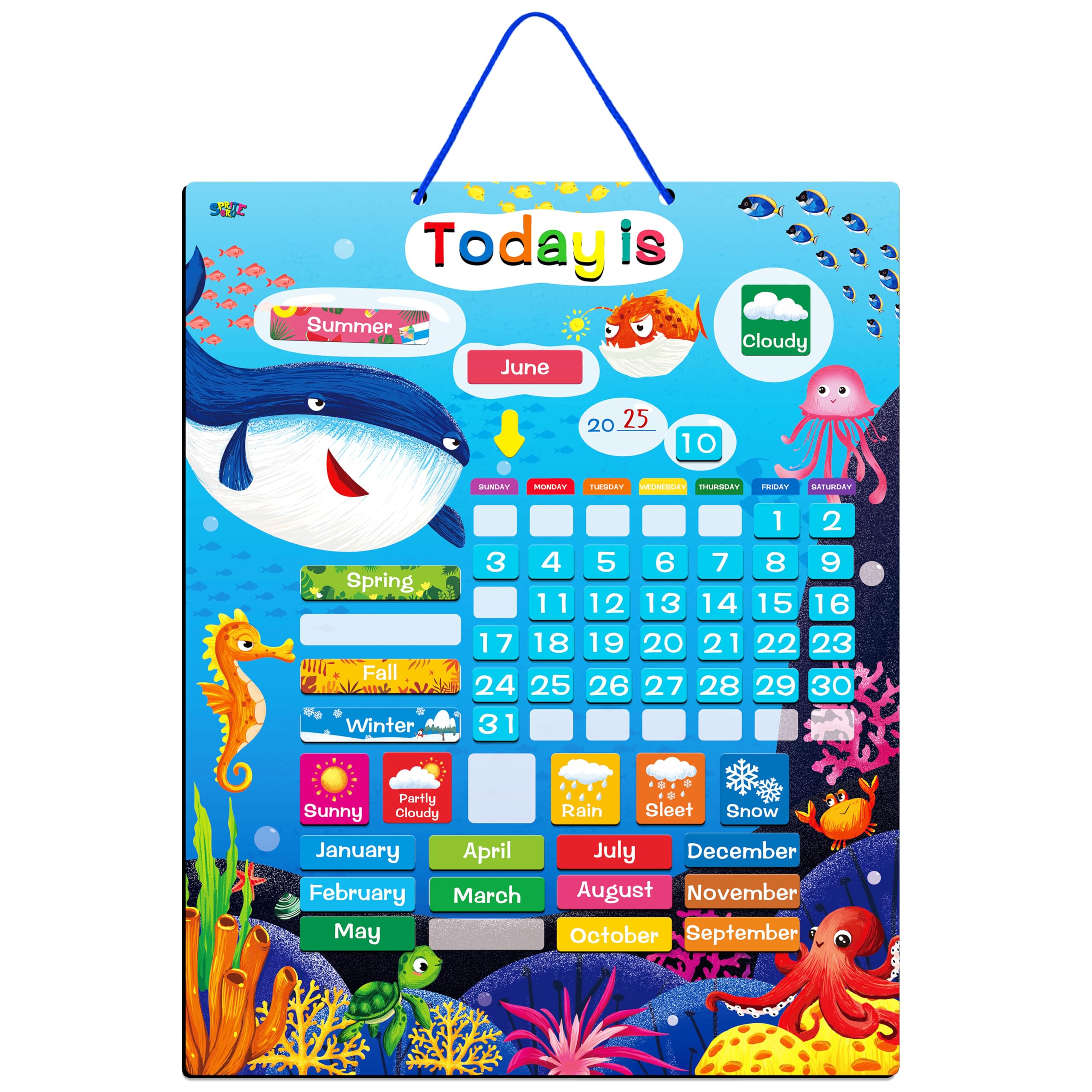 Snapklik.com : Magnetic Learning Calendar Portable Educational Learning ...