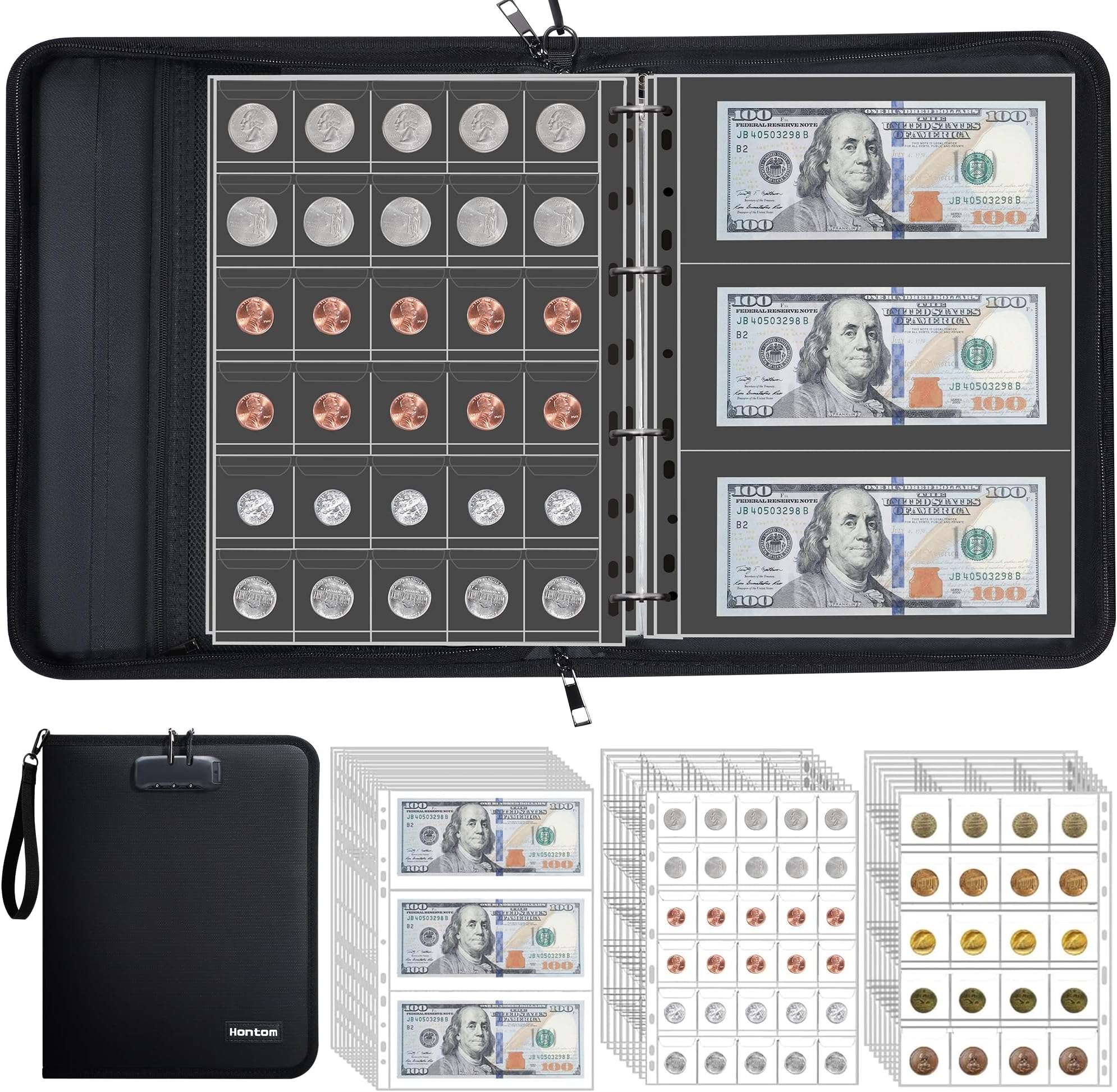 Amazon.com: Coin & Cash Collection Book, Binder Holder Album with 200 ...