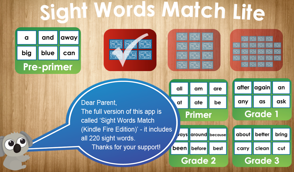 Sight Words Match Lite - App on Amazon Appstore