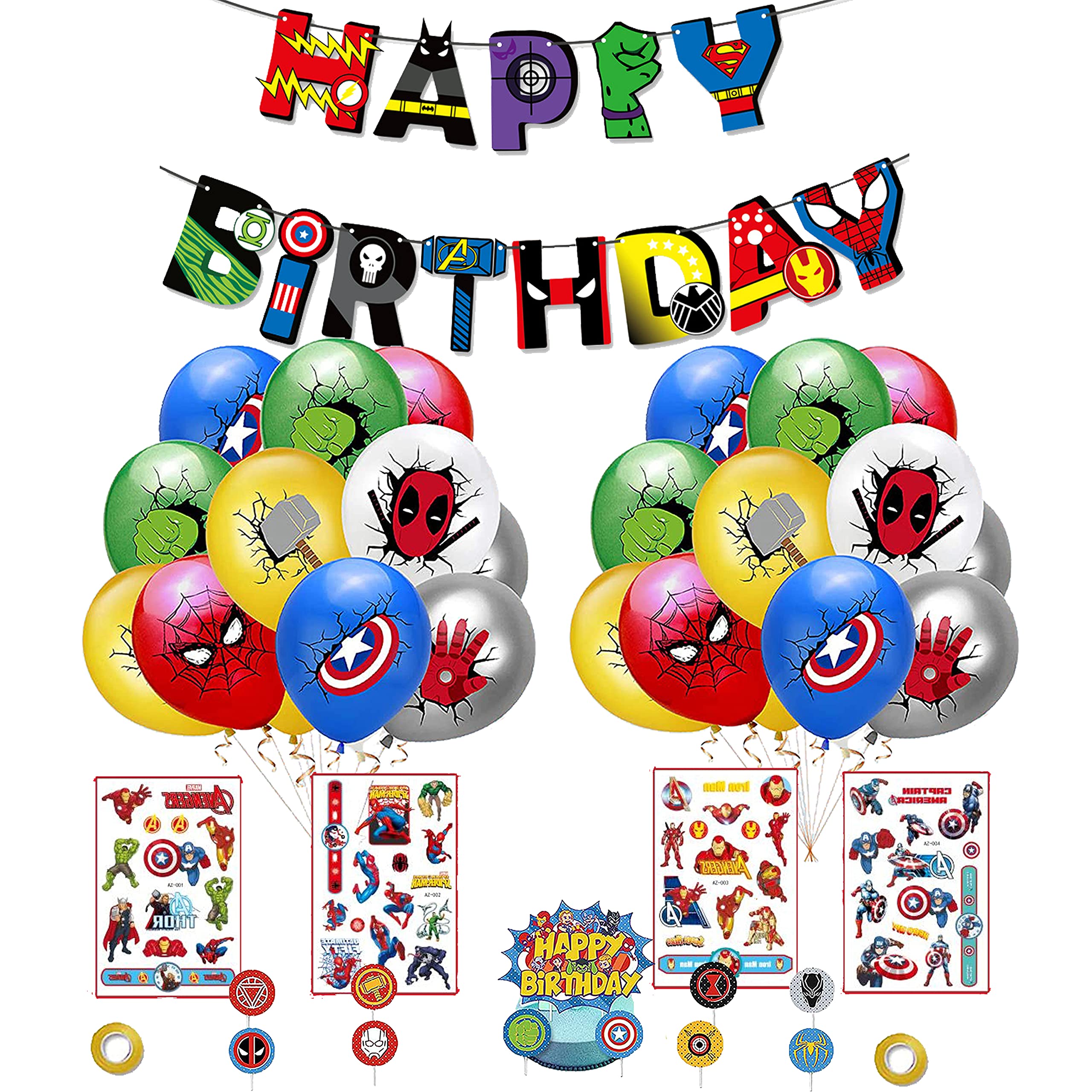 Buy smileh Superhero Birthday Decoration Avengers Balloons Happy ...