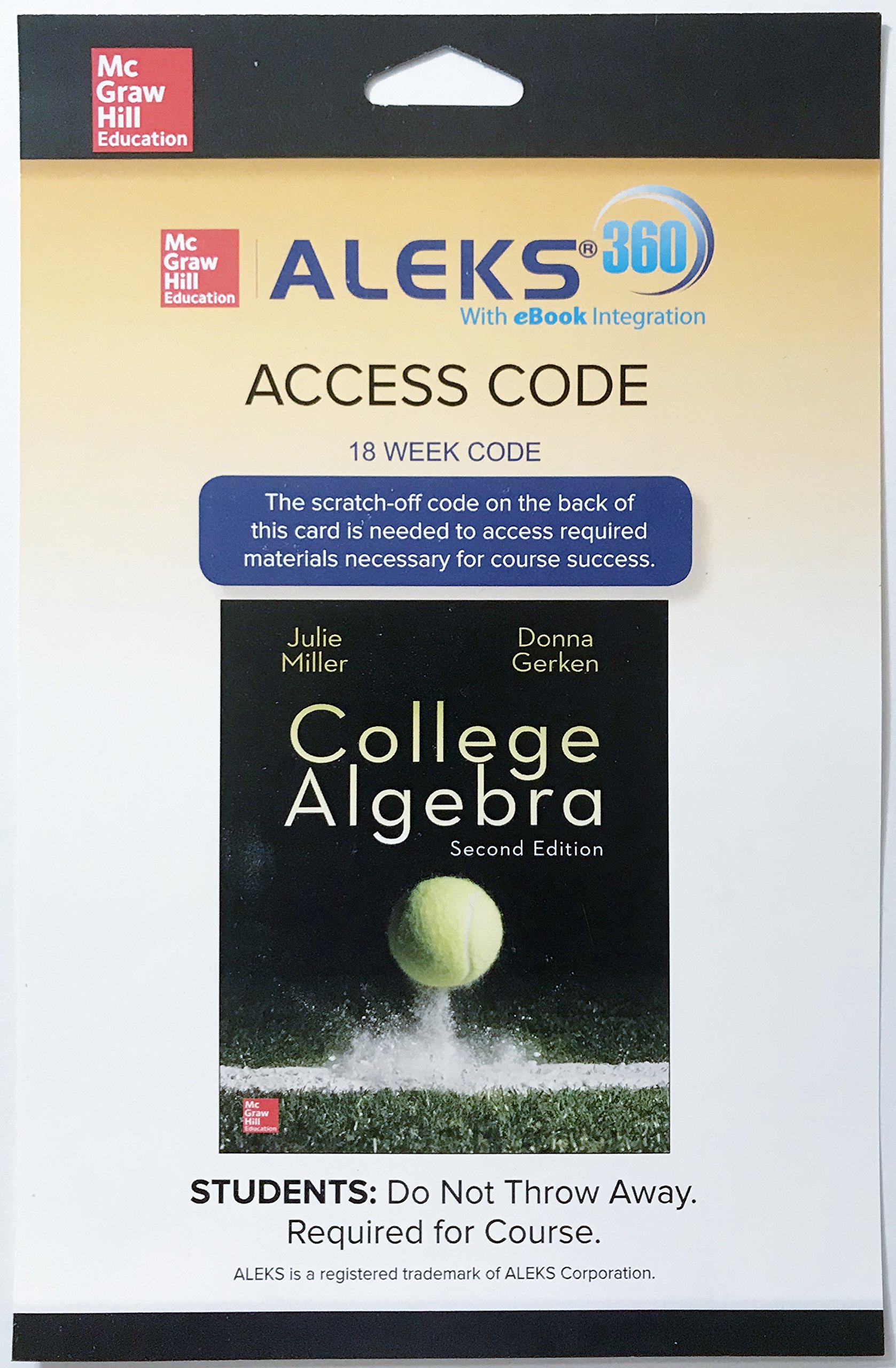 ALEKS 360 College Algebra, 2nd Edition 18 Week Access Code Card w ...