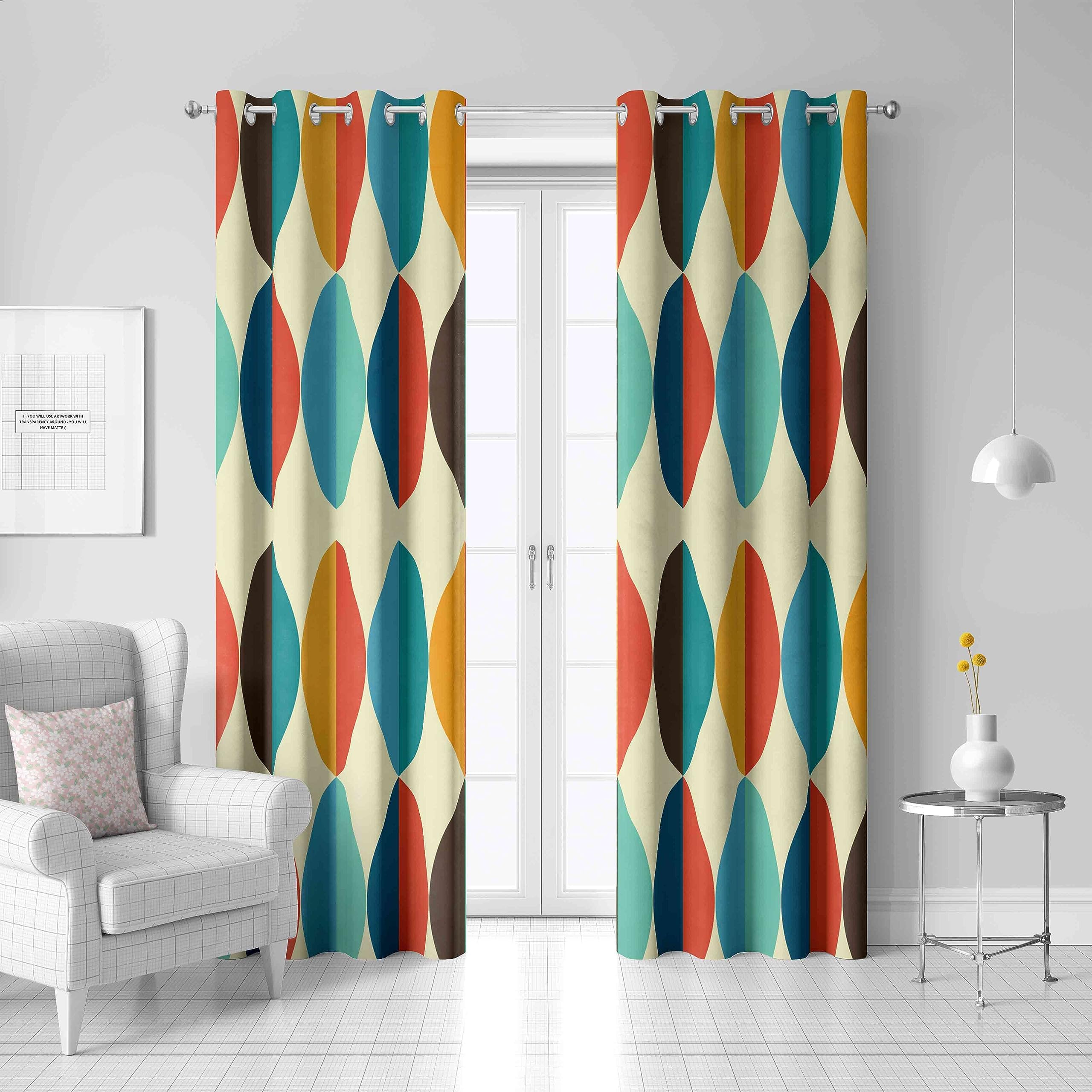 Amazon.com: Futuregrace Blackout Curtains Mid-Century Modern Diamond ...