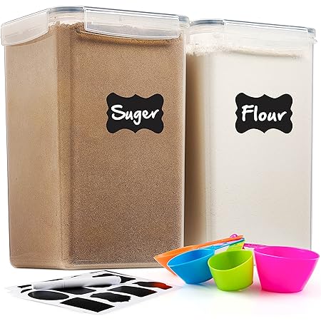 Amazon.com: Home-X Set of 2-1 Flour Keeper and 1 Sugar Keeper Plastic ...