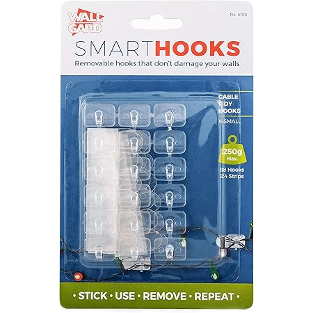 Fairy Light Hooks, 40 Mini Clear Sticky Hooks & 48 Removable Small Self ...
