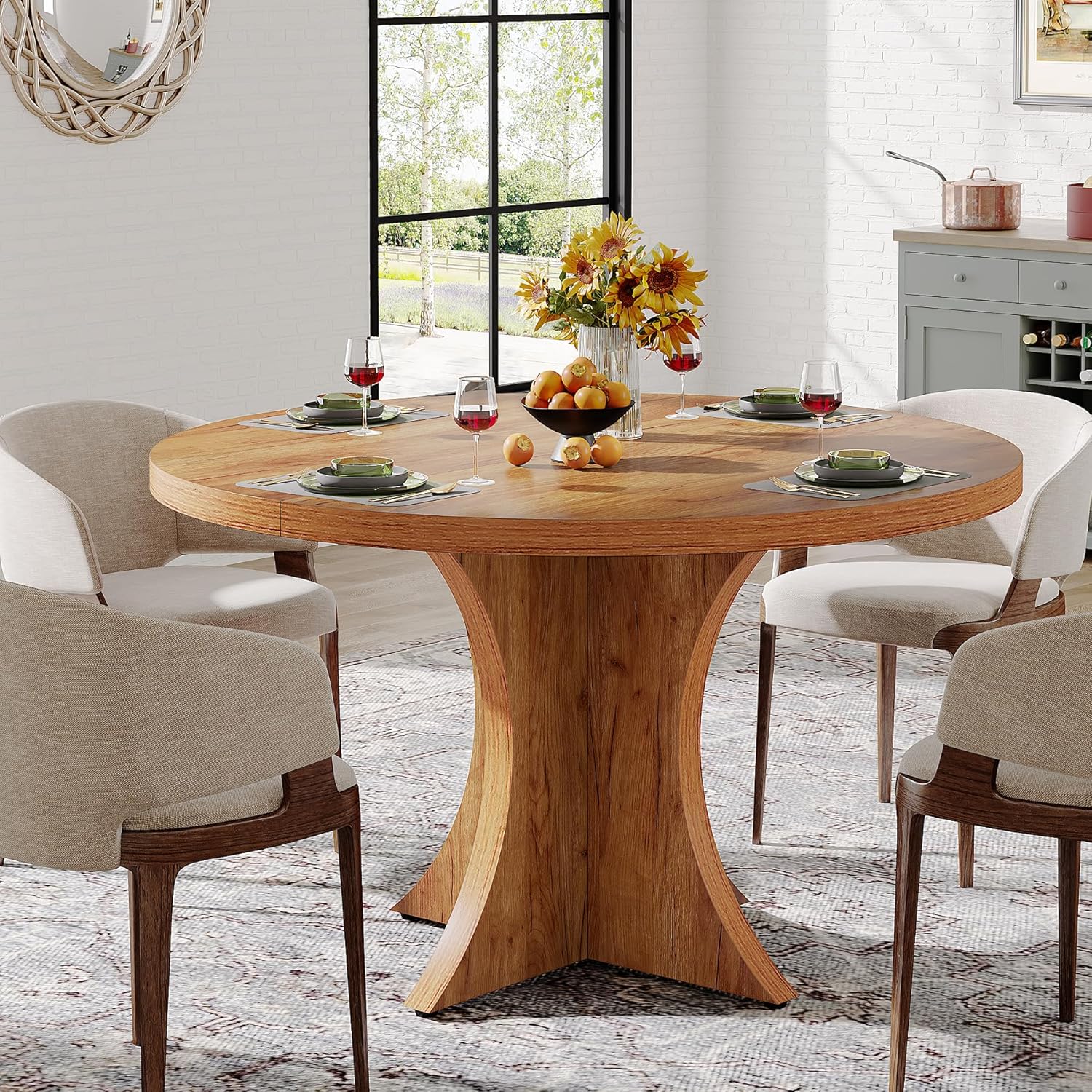 Amazon.com - Tribesigns Round Dining Table for 4-6, 47.24-Inch ...