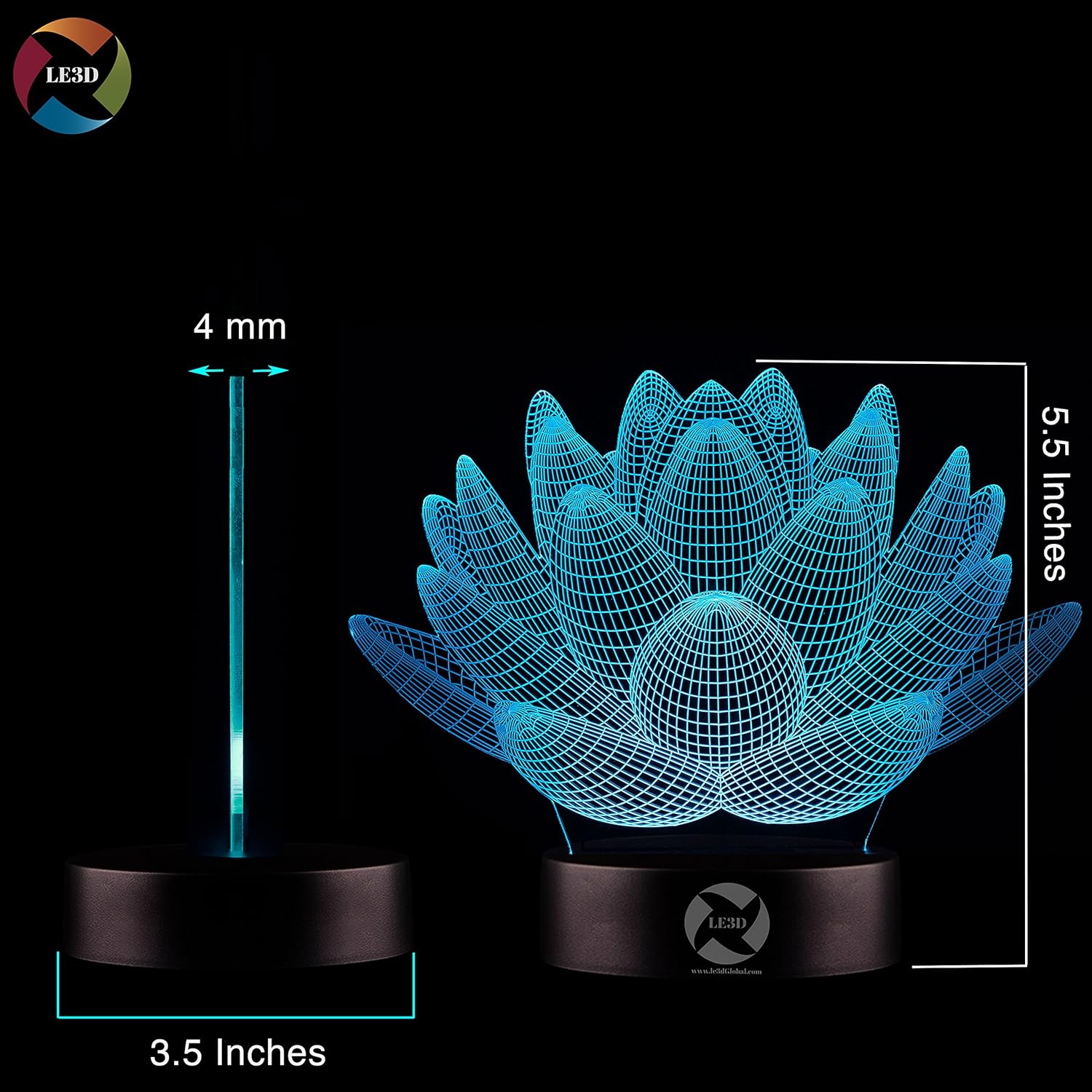 Buy 3D Optical Illusion Night Light - 7 LED Color Changing Lamp - Cool ...