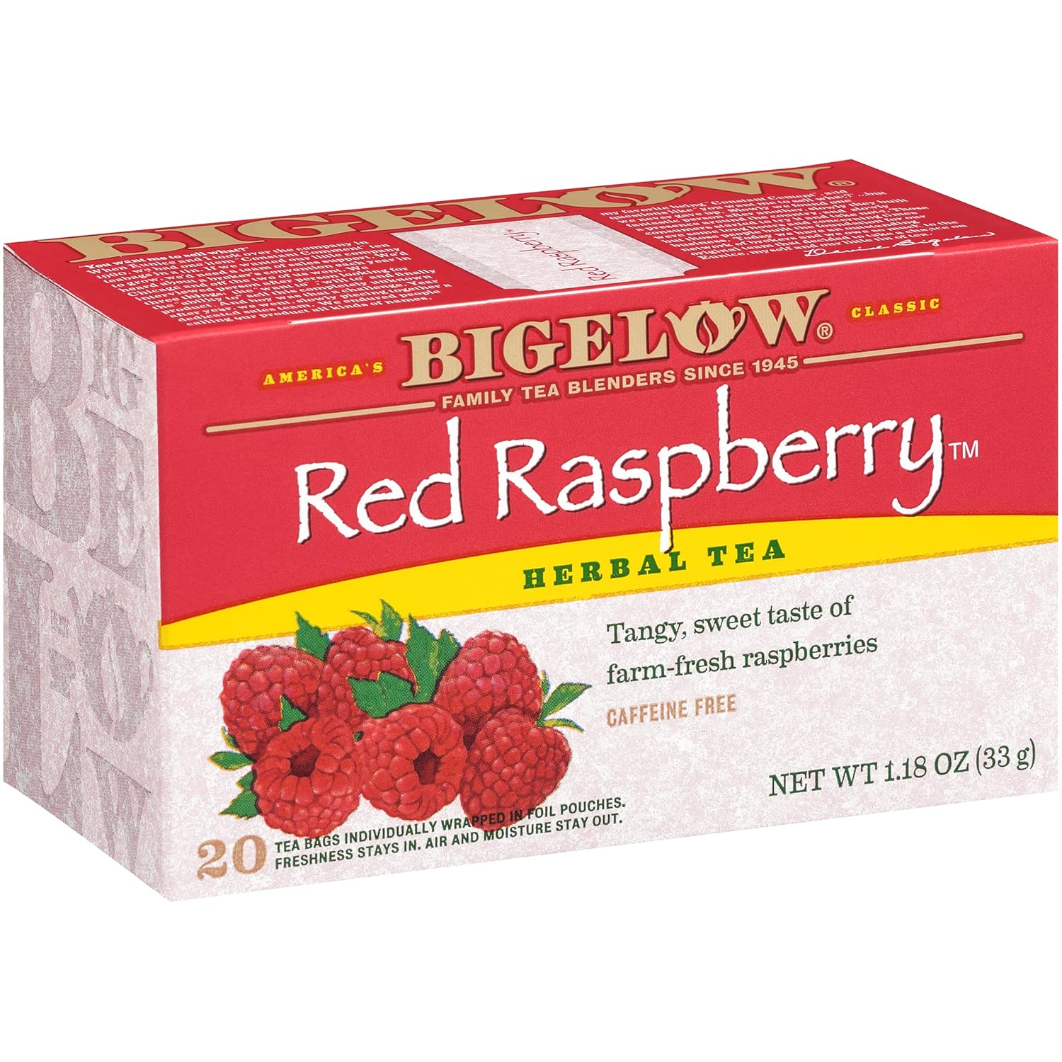 Amazon.com : Bigelow Red Raspberry Herbal Tea, Caffeine Free, 20 Count ...