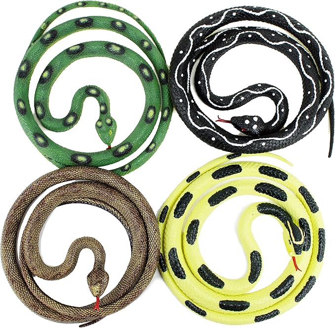 Amazon.com: Boley Jumbo Snakes - 4 Pack 52" Long Realistic Rubber Snake ...