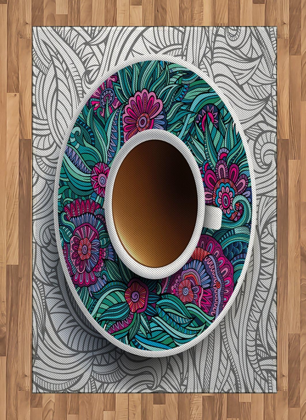 Amazon.com: Ambesonne Coffee Area Rug, Coffee Drink Herbal Tea Service ...