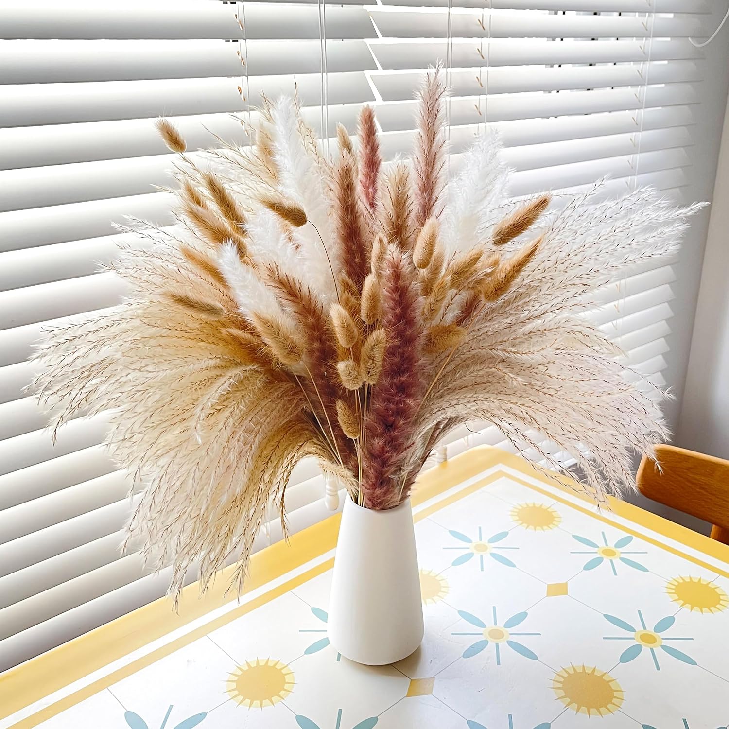 Amazon.com: 4VWIN Fall Decor 100PCS Natural Pampas Grass Bouquet ...