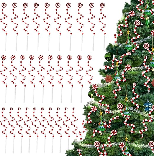 Amazon.com: W1cwey Christmas Candy Curly Picks - 30pcs Christmas Winter ...