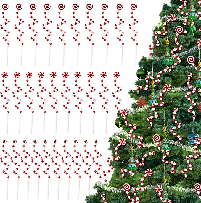 Amazon.com: W1cwey Christmas Candy Curly Picks - 30pcs Christmas Winter ...