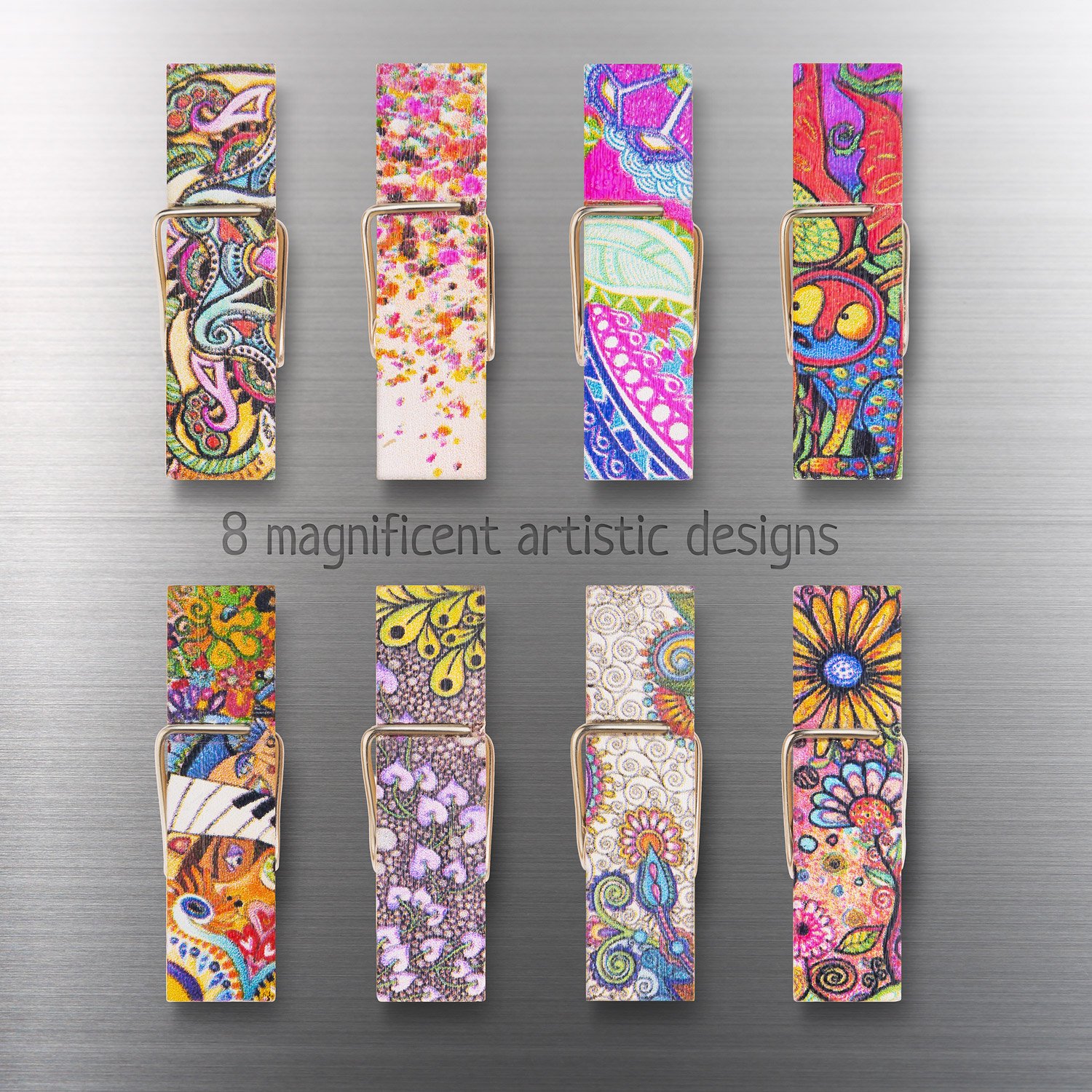 8 Unique Fridge Magnets Clips + Strong Magnetic Hook - Display Photos ...