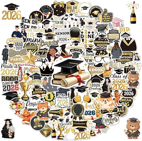Amazon.com: Anwyll 300Pcs Graduation Stickers 2026 - Graduation Water ...