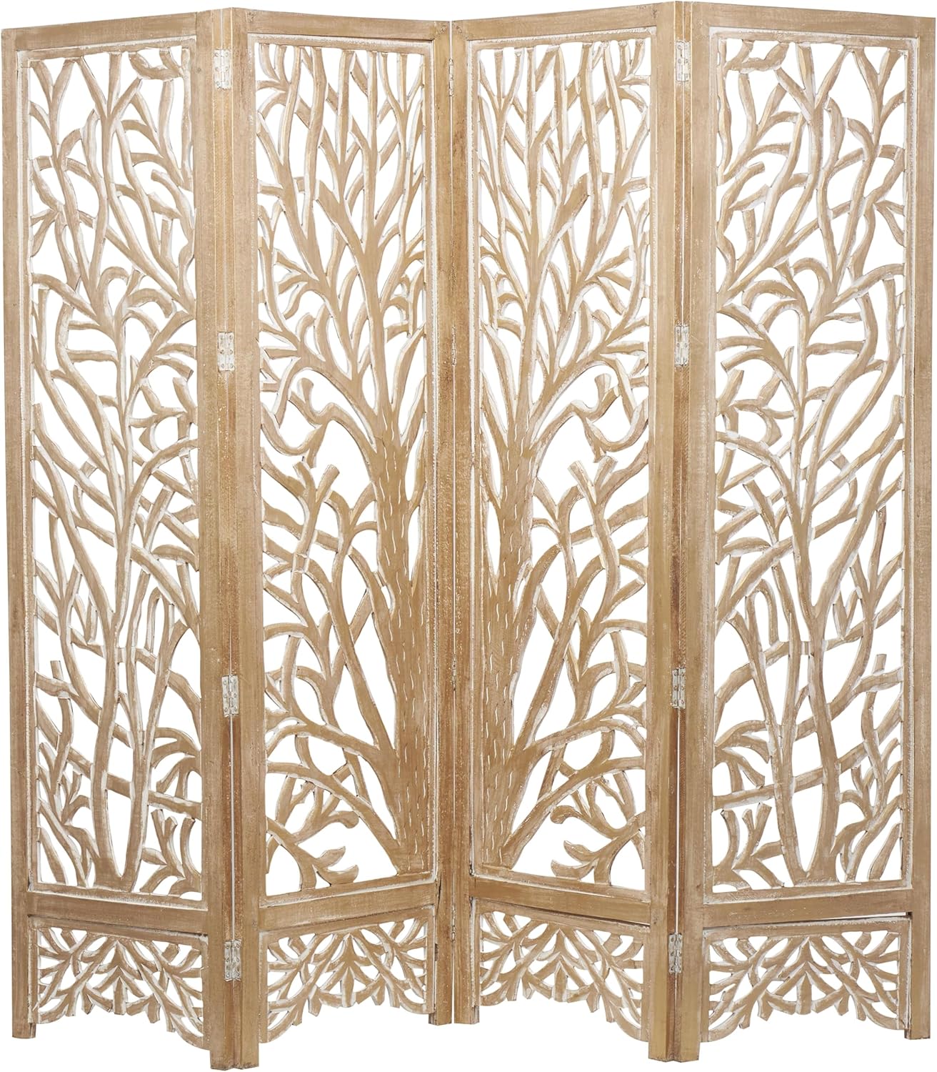 Amazon.com: Deco 79 Wooden Tree Partition Room Divider Screen Hinged ...