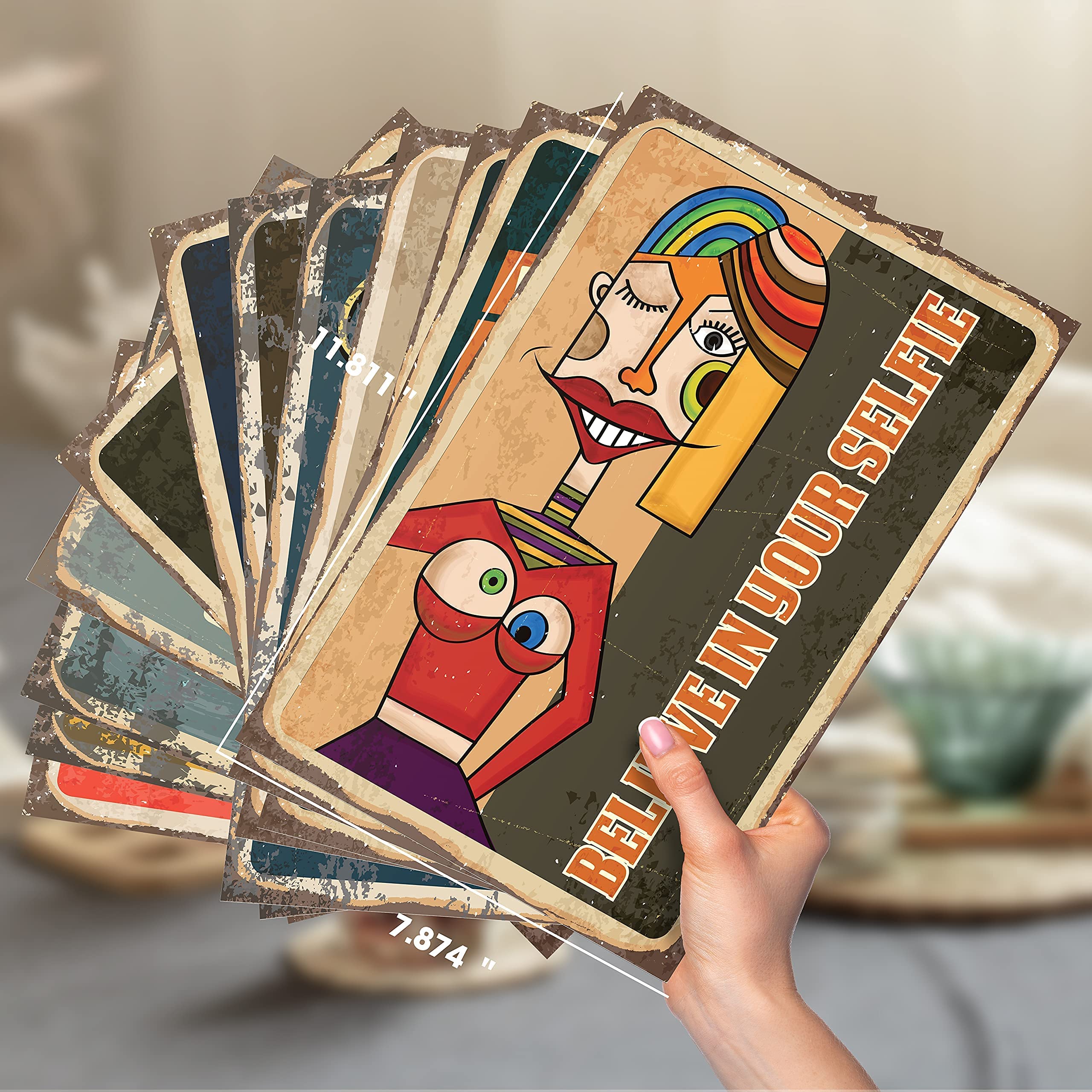 HK Studio Vintage Motivational Poster | Self-Adhesive, Vinyl Sticker ...