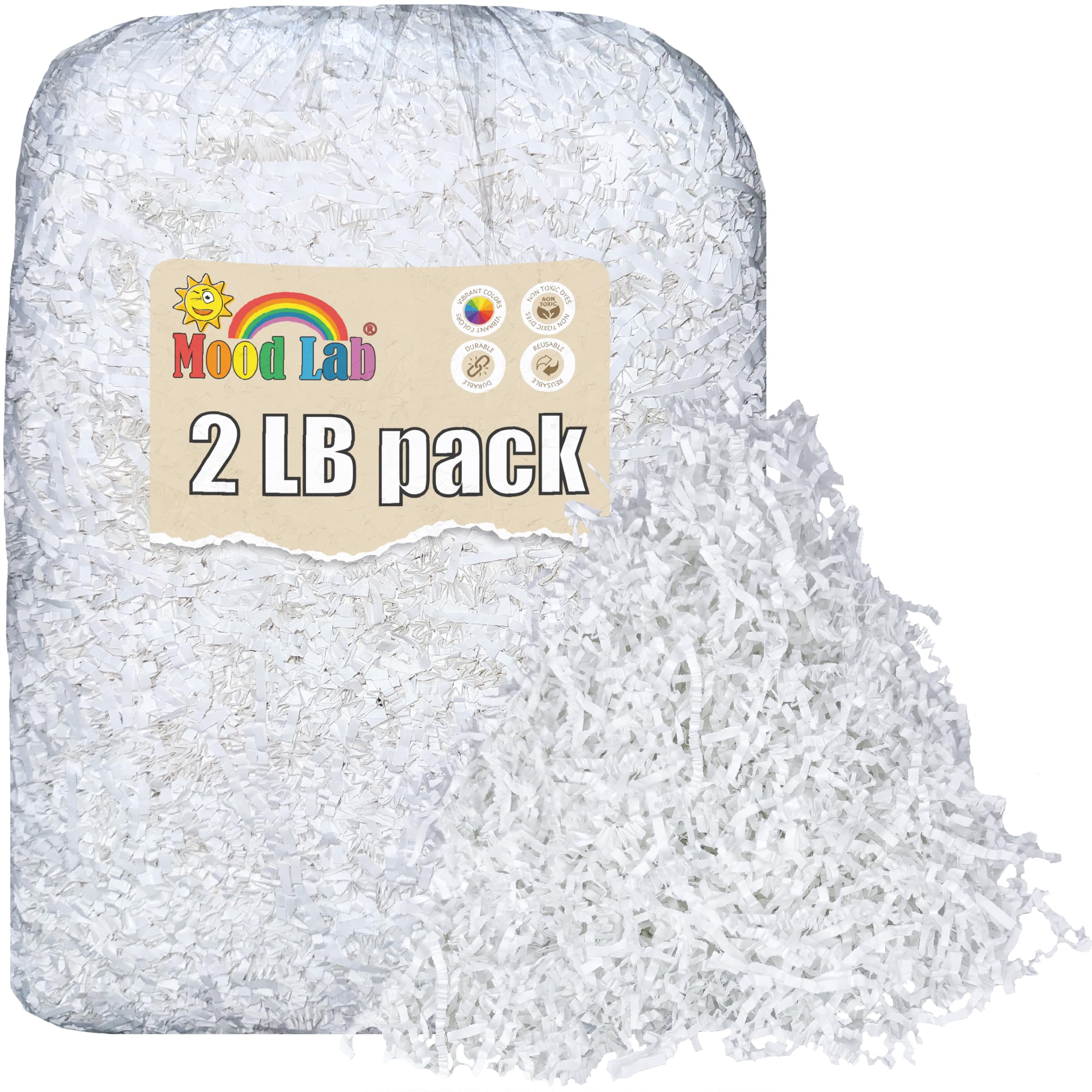 Amazon.com: Mood Lab Crinkle Cut Paper Shred Filler - 2 LB White - Shredded Cut Paper for Basket ...