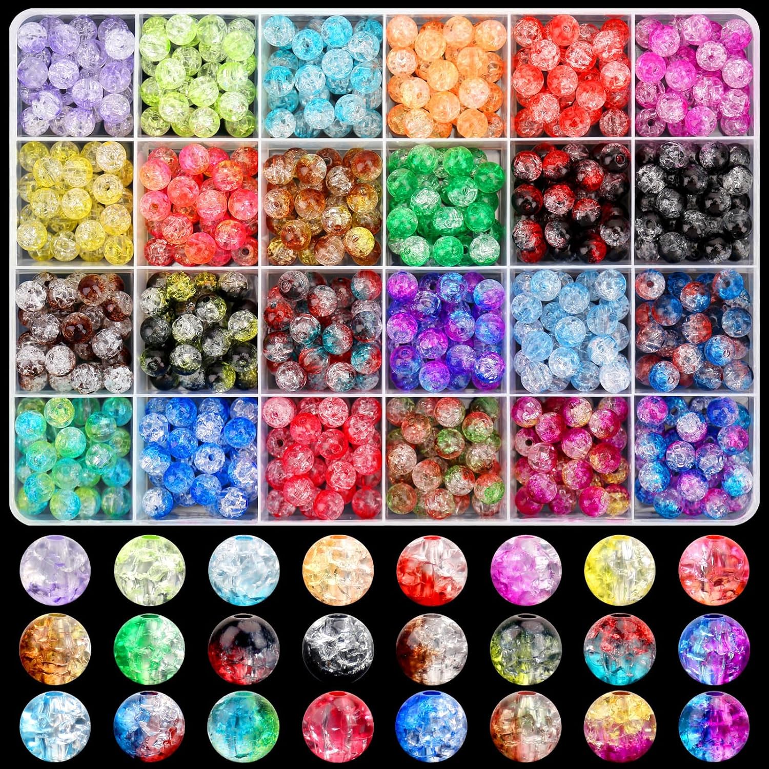 Amazon.com: BONNY BOXX 600PCs 8MM Multicolor Acrylic Crackle Beads Set ...