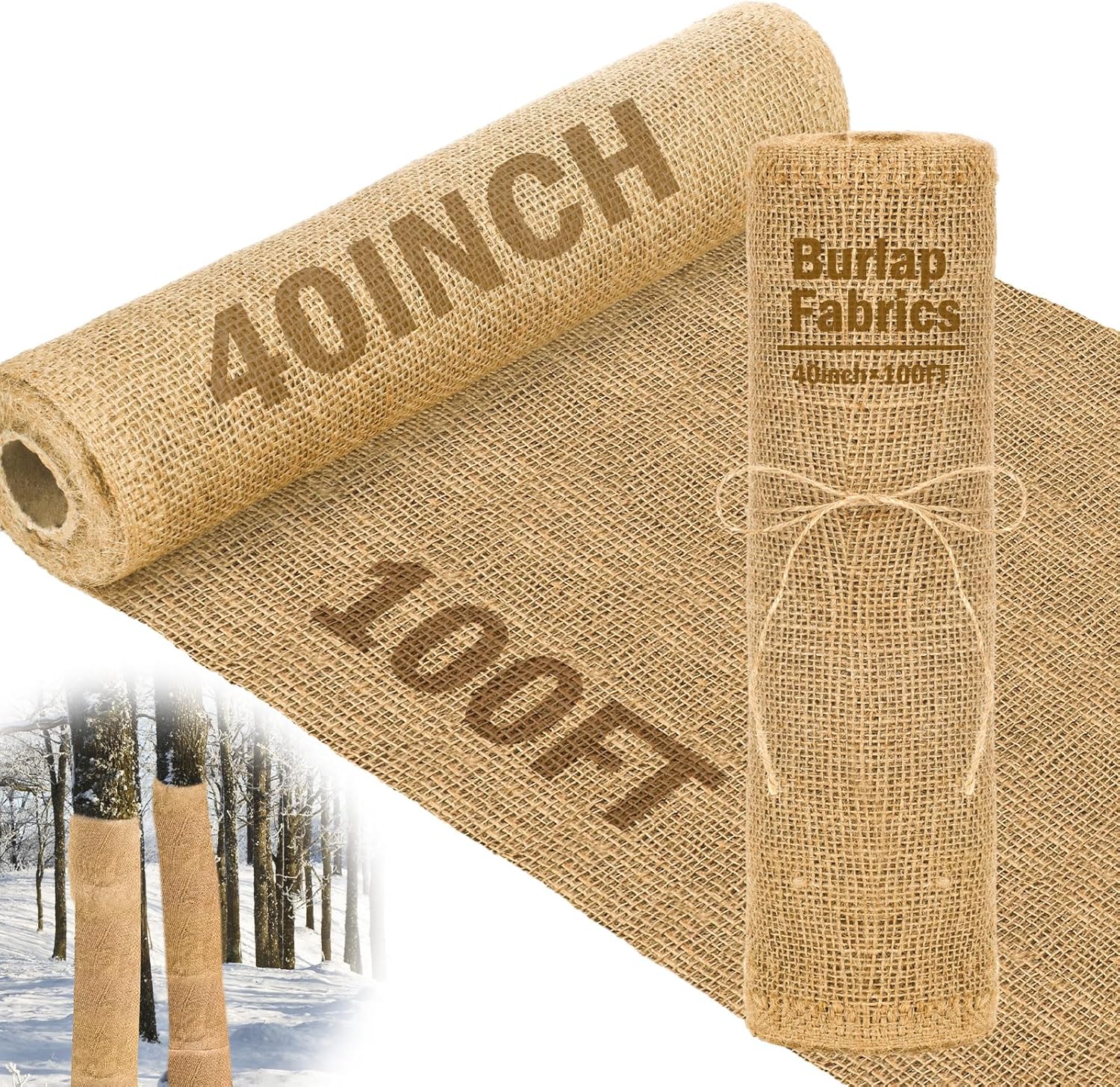 Amazon.com : Buryeah 40 Inch x 100 ft Burlap Fabrics Roll Natural ...