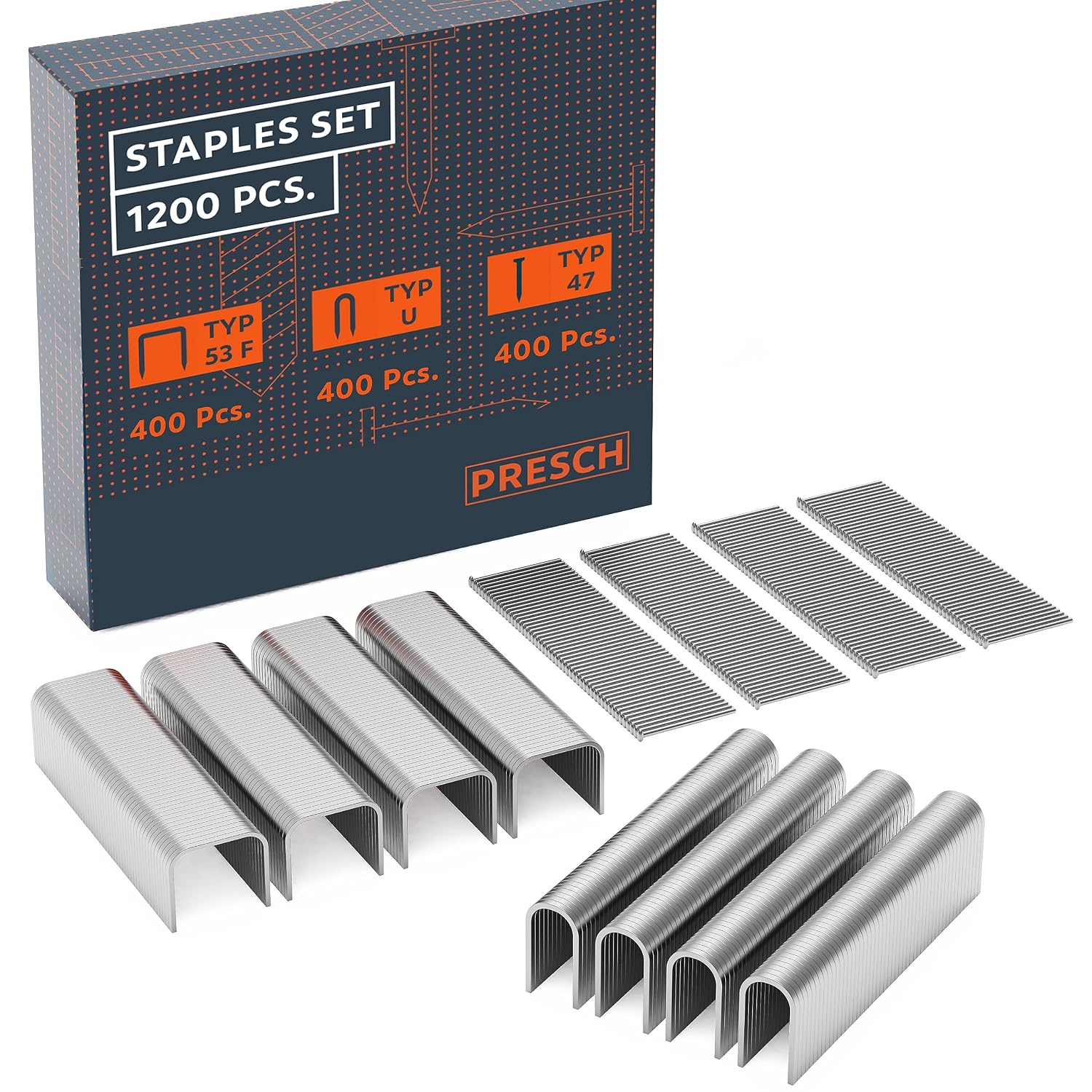 Presch Staple kit for staple gun 1200 pcs - Incl. Type 53F, U-staples ...