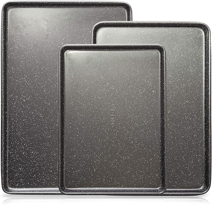 Amazon.com: BINO Bakeware Nonstick Cookie Sheet Baking Tray Set 3-Piece ...