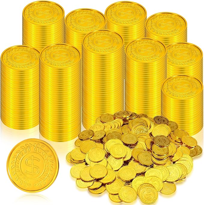 Amazon.com: Hanaive 1000 Pcs Pirate Gold Coins Plastic Treasure Play ...
