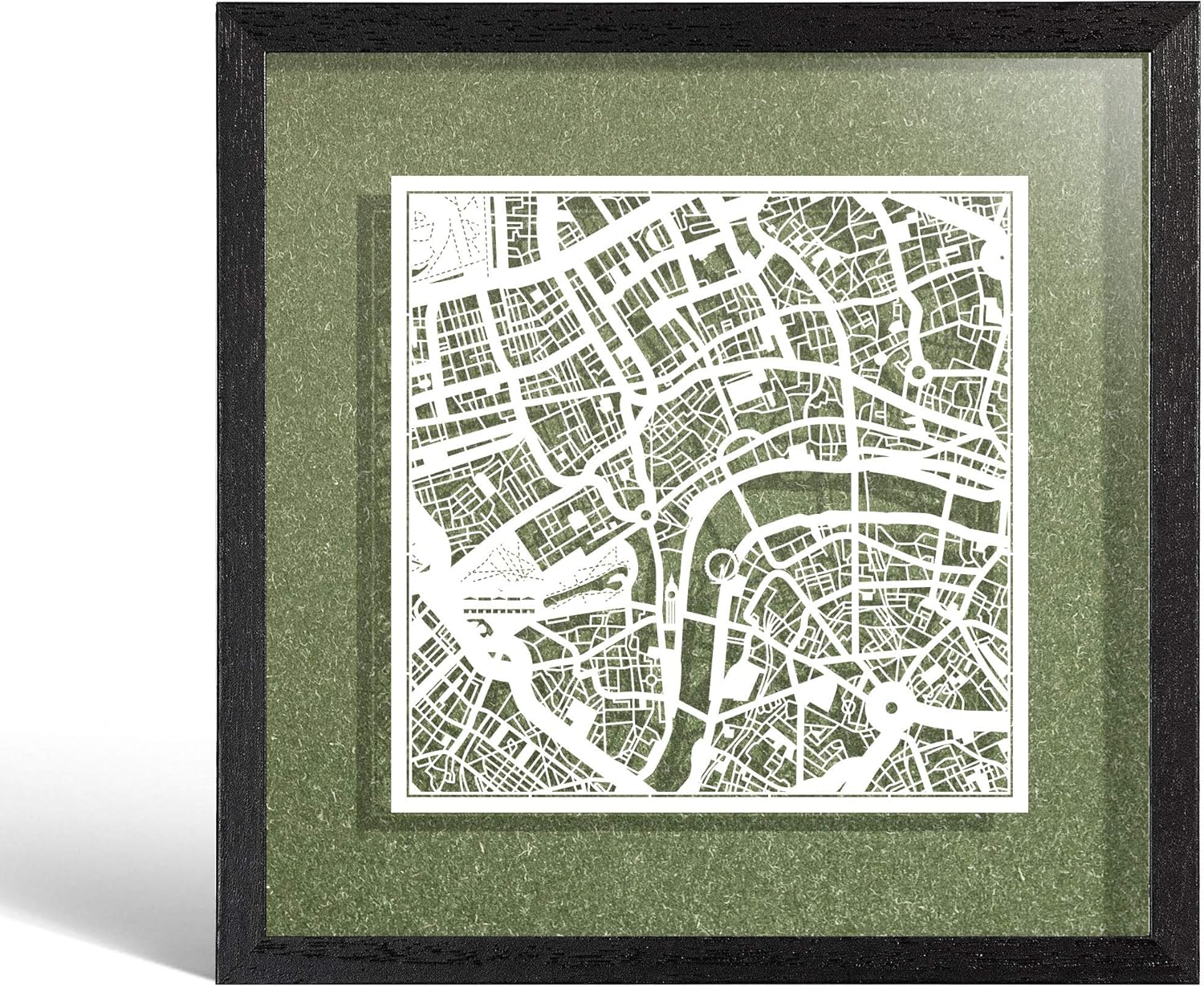 O3 DESIGN STUDIO London Paper Cut Map framed, White map, Black frame ...
