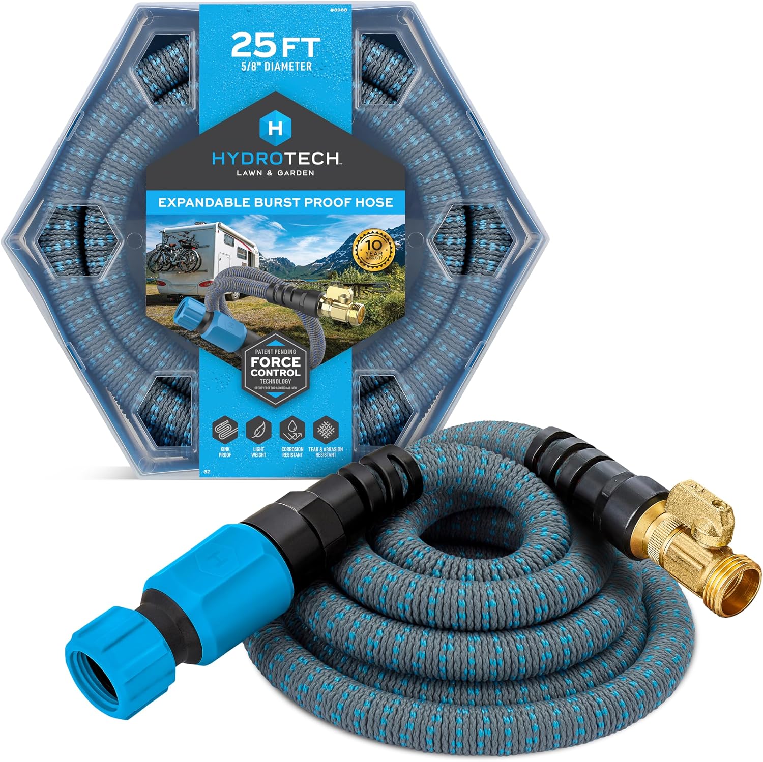 Amazon.com : HydroTech 5/8" 25 ft Expandable Garden Hose - Flexible ...