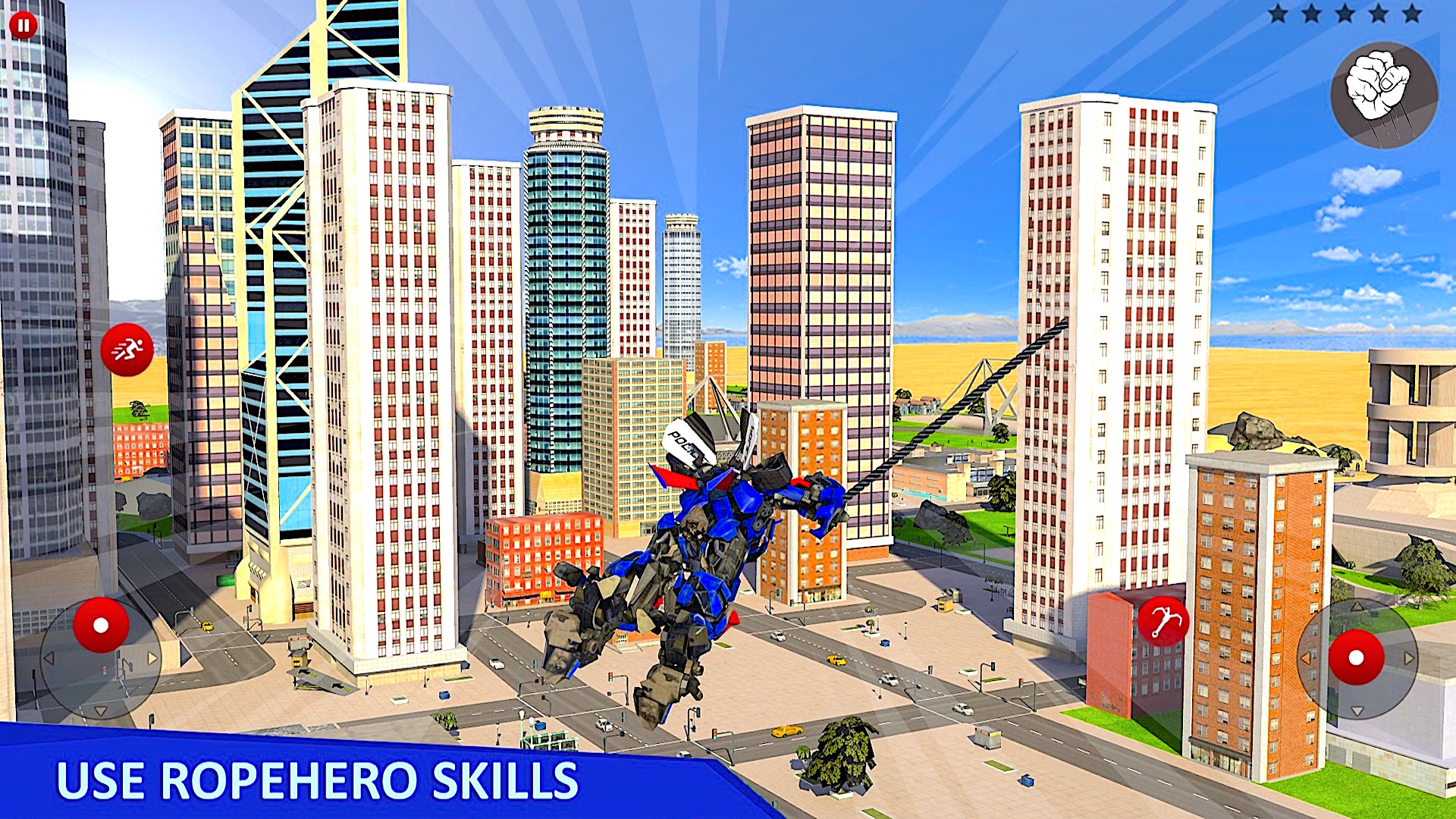 Police Robot Aircraft Battle : Flying Robot Car Transform Shooting games: Robot vs Robot clash ...