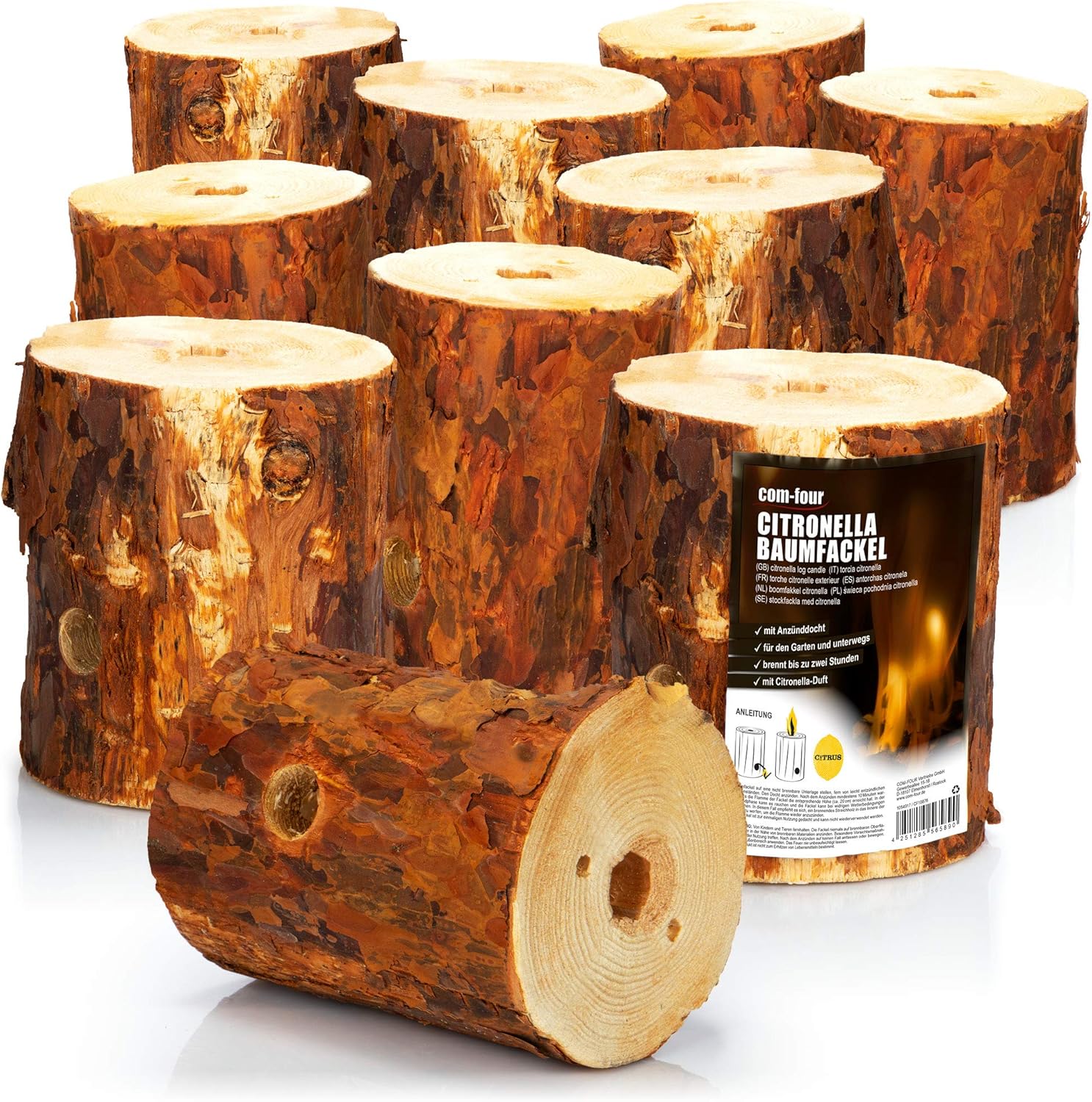 com-four® 10x Swedish fire with ignition wick and citronella scent ...