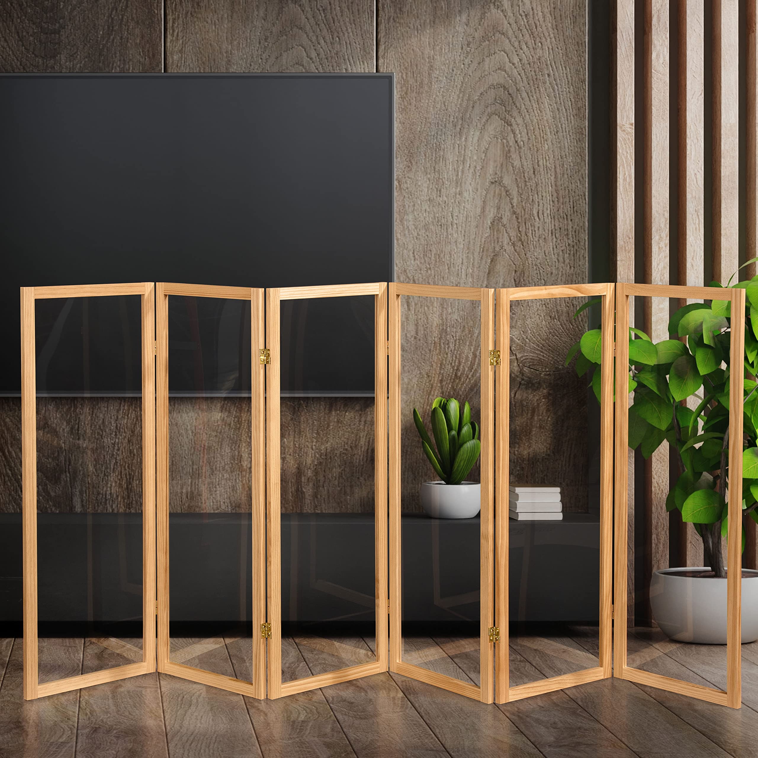 Amazon.com: 4 ft. Short Clear Plastic Partition Natural 6 Panel : Home ...