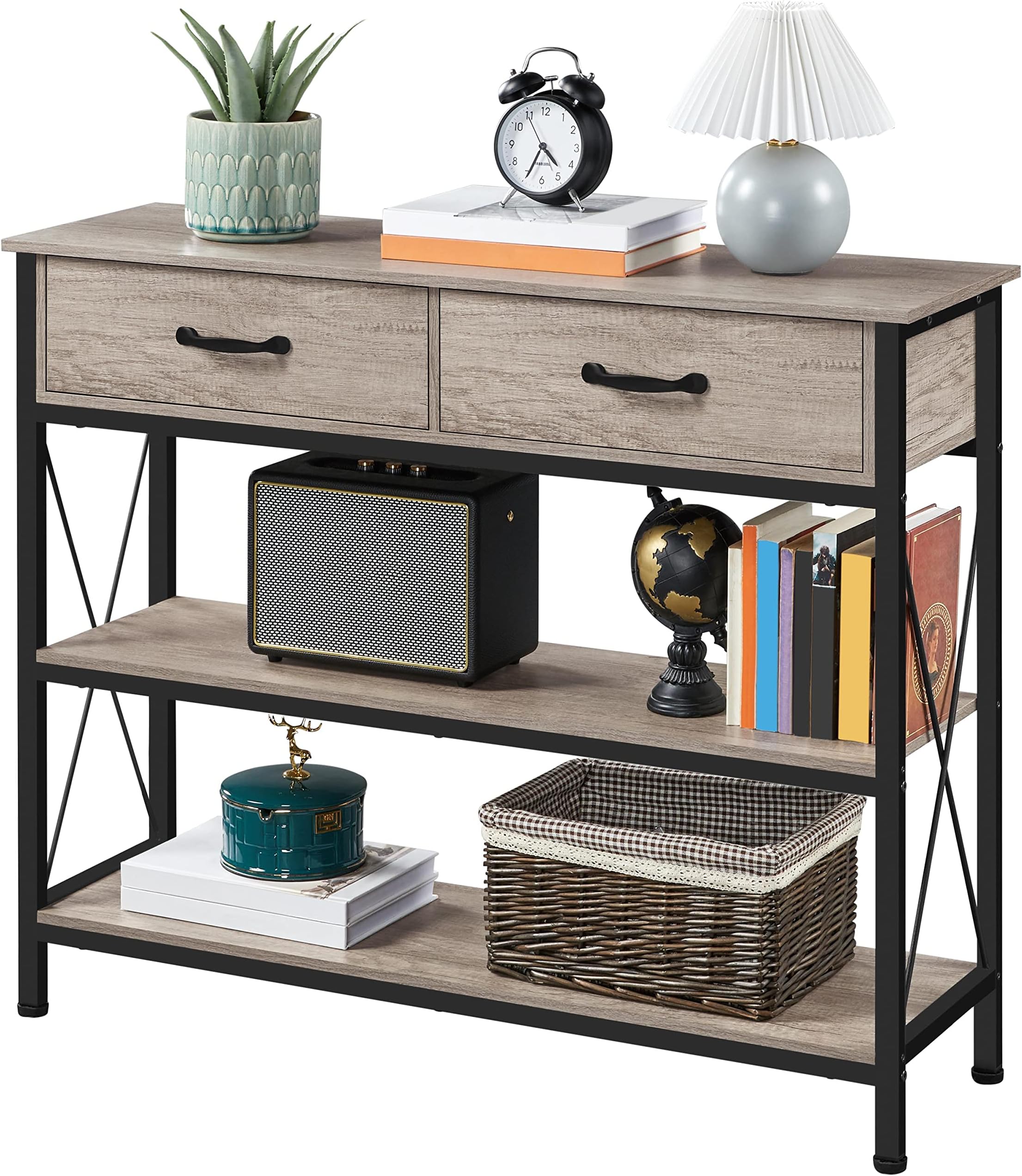 Amazon.com: GAOMON Console Table with 2 Drawers, 3 Tier Entryway Table ...