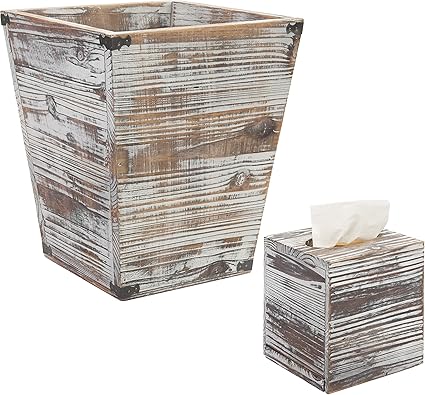 Amazon.com: MyGift Farmhouse Style 2 Item Bundle, Rustic Torched Wood ...